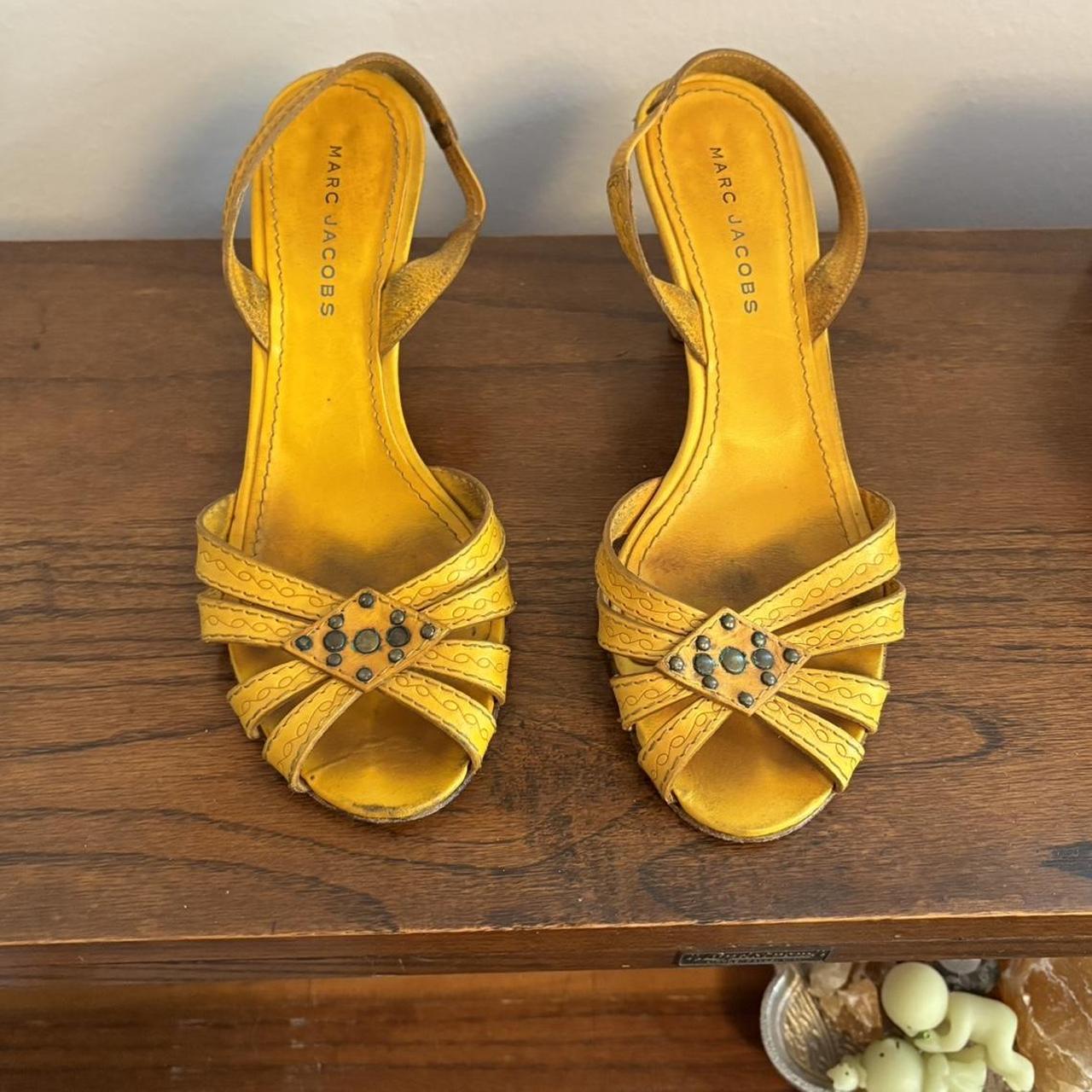 Vintage yellow Marc Jacobs sandals with studded... | Depop