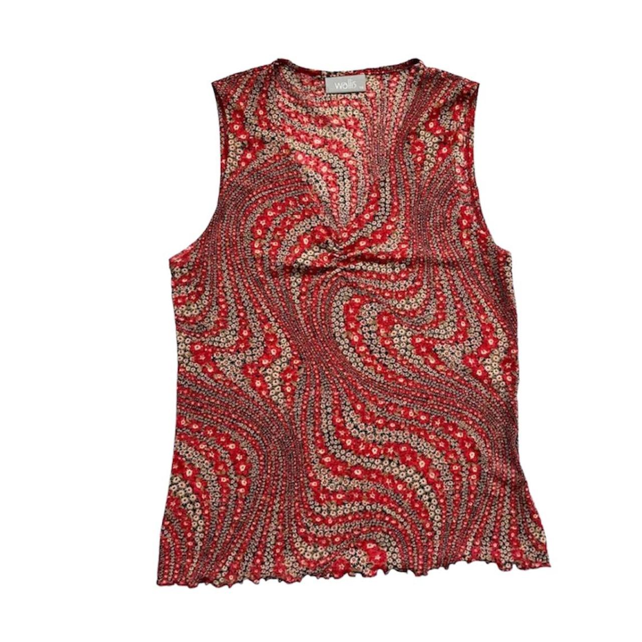 Wallis Women's Red and Cream Vest | Depop