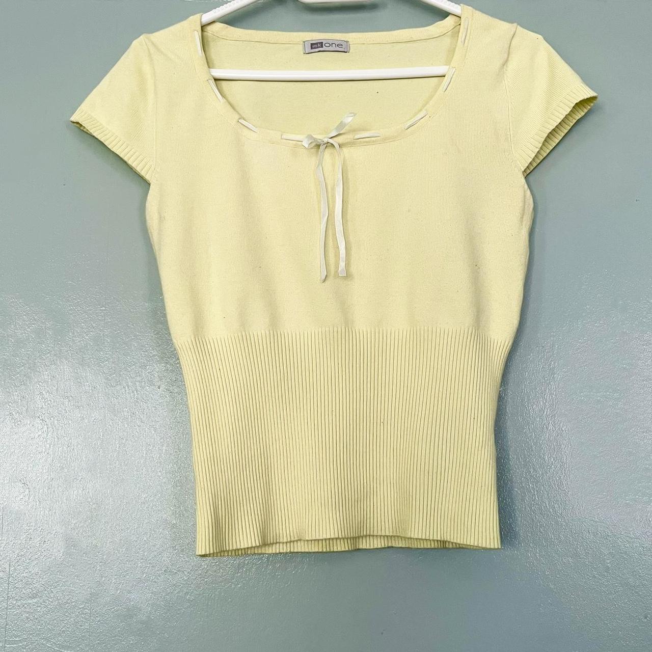 Vintage Y2K lemon yellow ribbed top Fitted top... - Depop