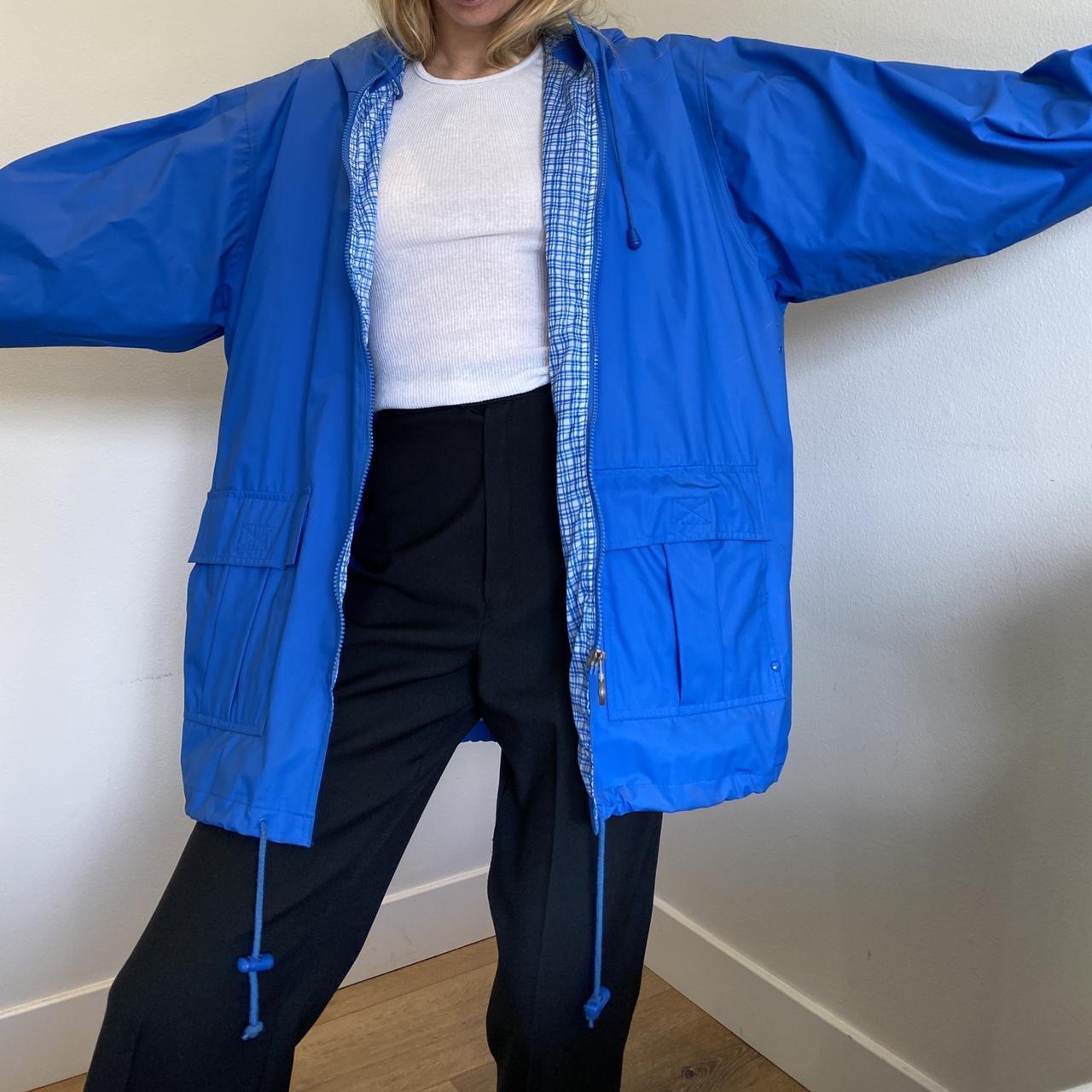 perfect vintage blue rain jacket! this 90s vinyl... - Depop