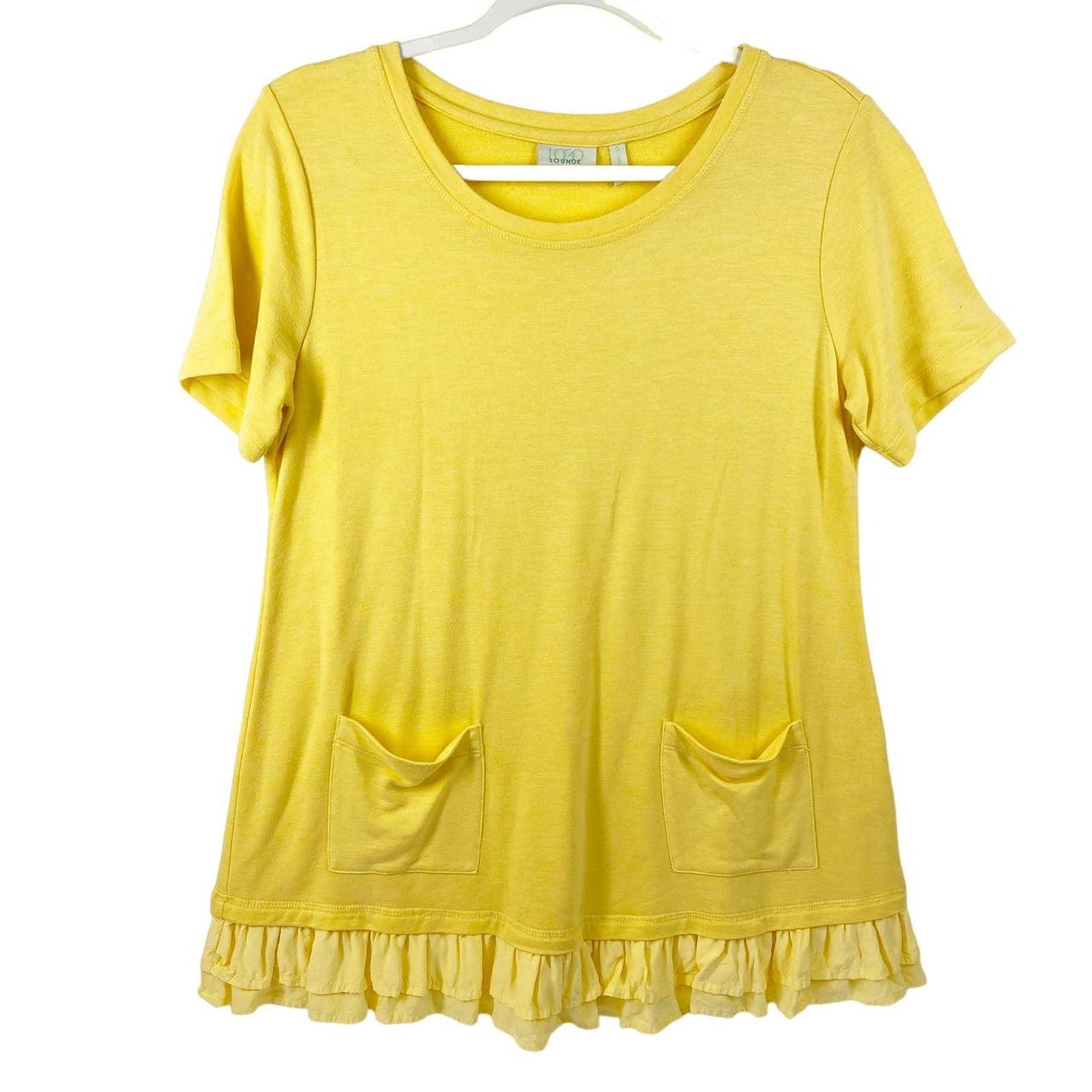 Logo By Lori Goldstein Yellow Tunic Ruffle Lounge Depop