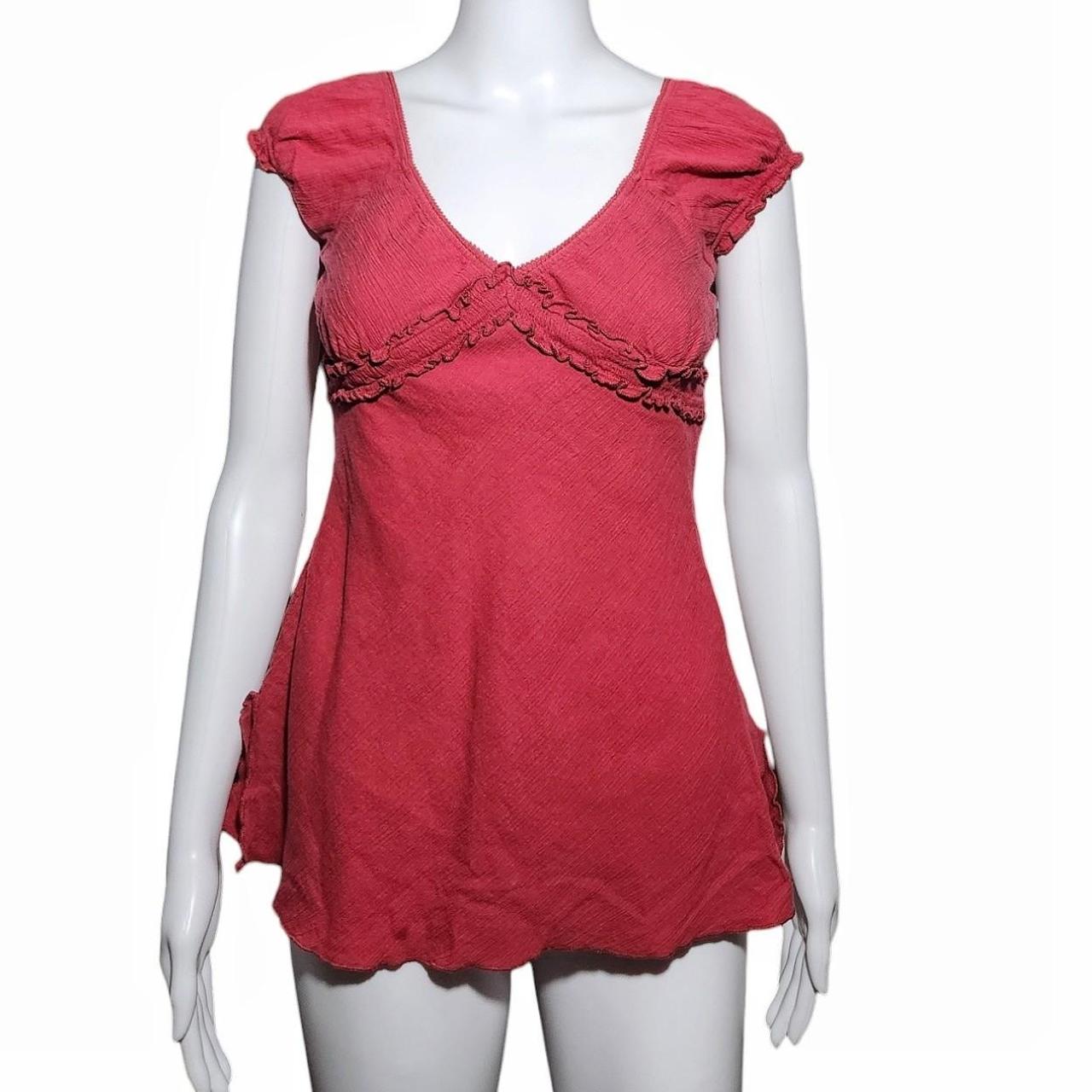 Y2K Milk Maid Top. Cute little vintage top. In a red... - Depop