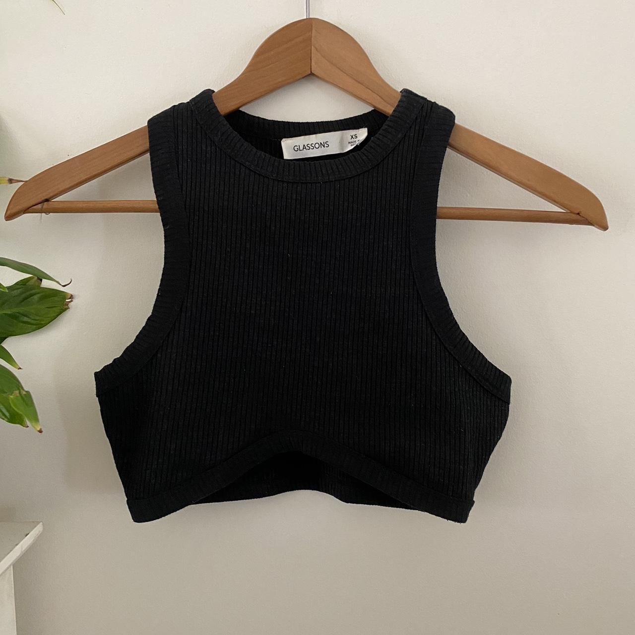 Glassons Black Halter Neck Crop Top 𓂀 XS or AU 6 𓂀... - Depop