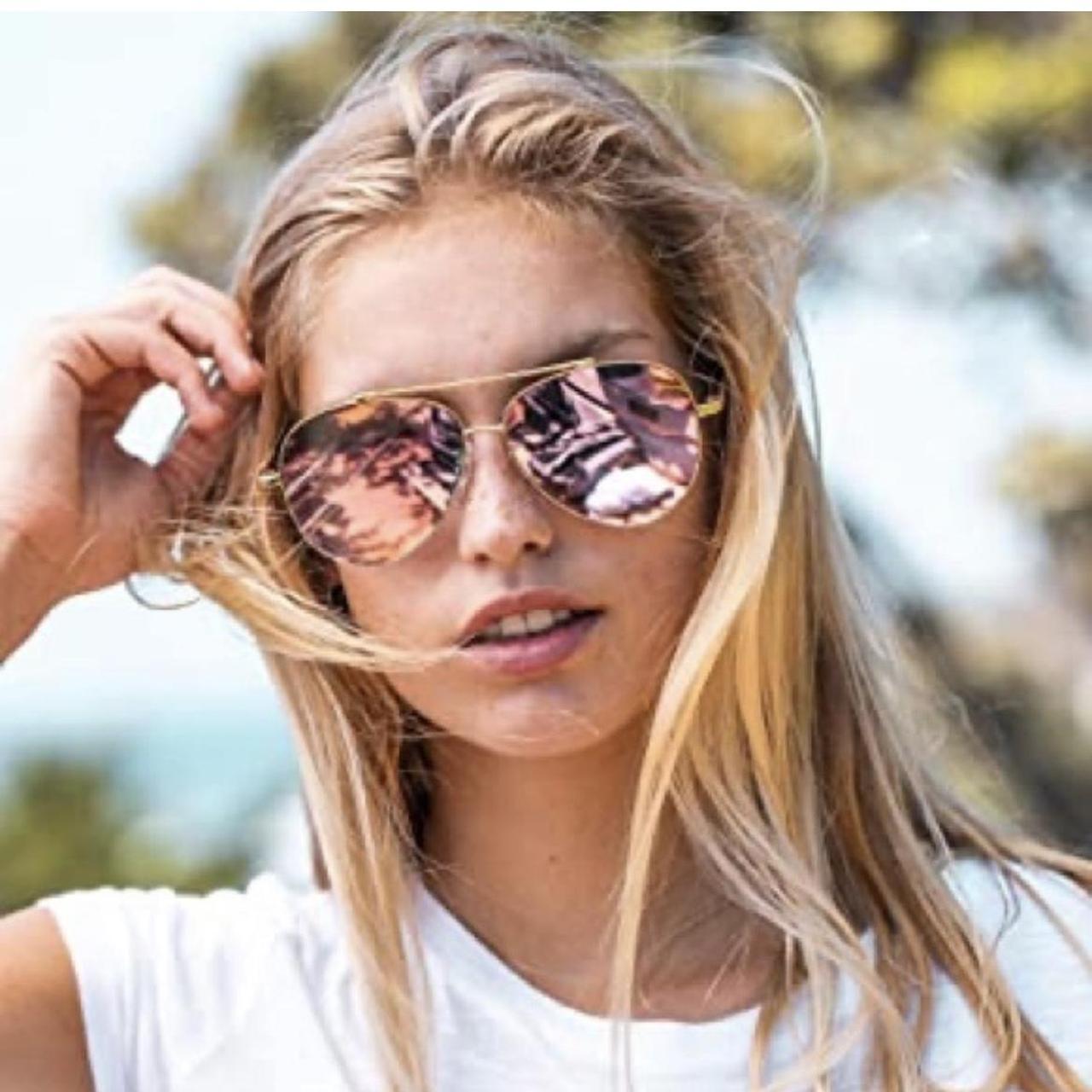 Foster Grant Zaylee Rose Mirrored Aviator... - Depop