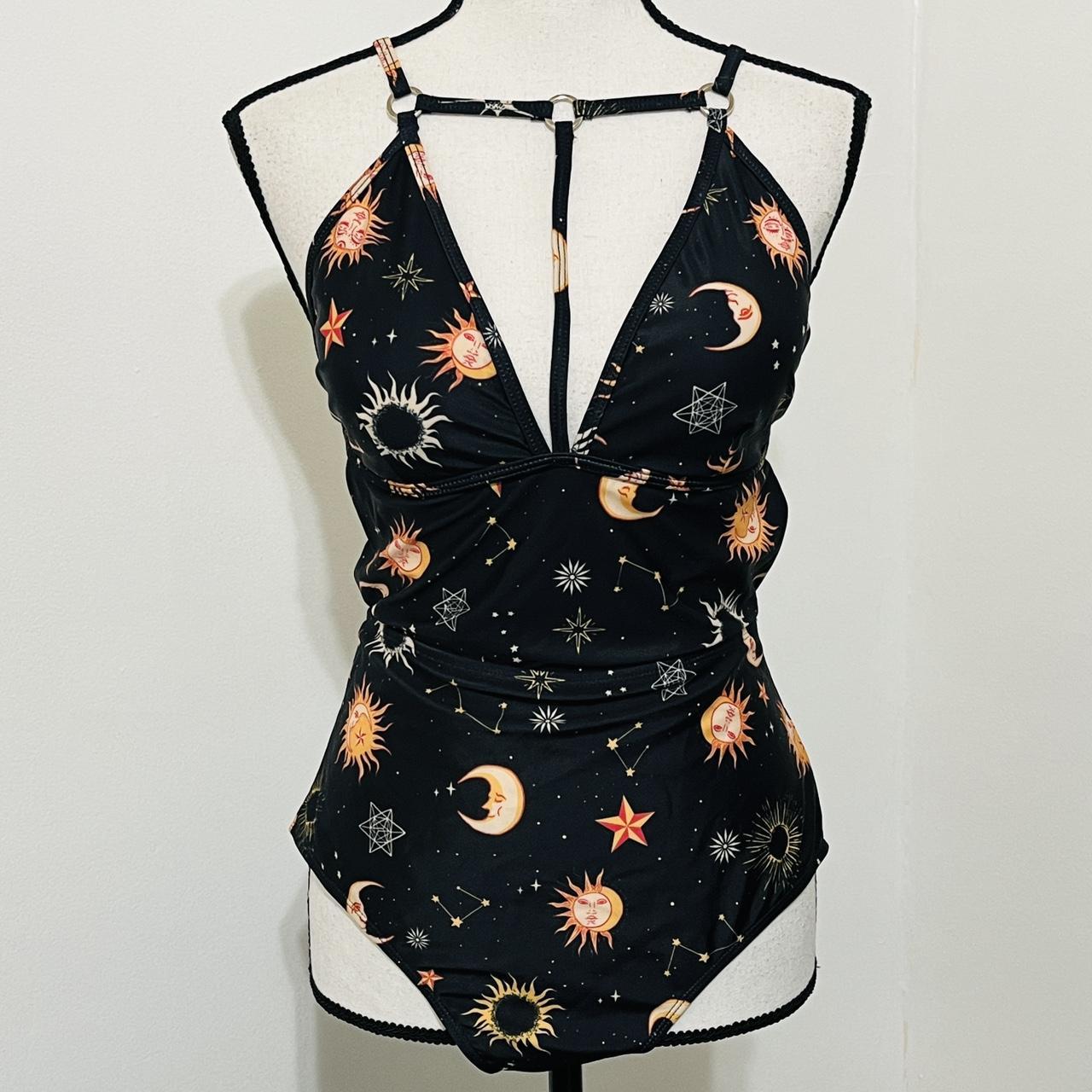 Huleo One Piece Swimsuit Moon & Stars T-Strap Sz... - Depop