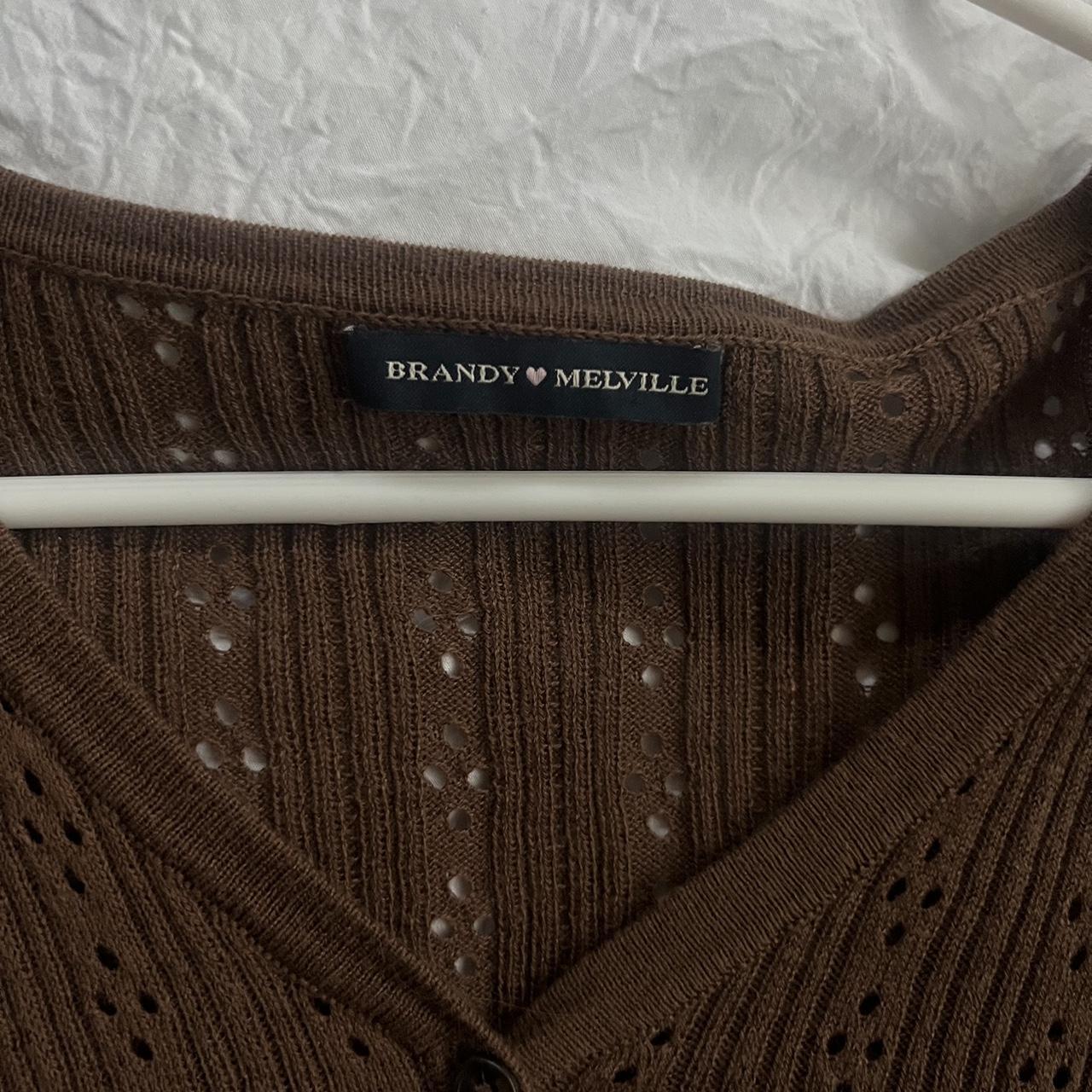 brandy melville brown eyelet cardigan super cute... - Depop