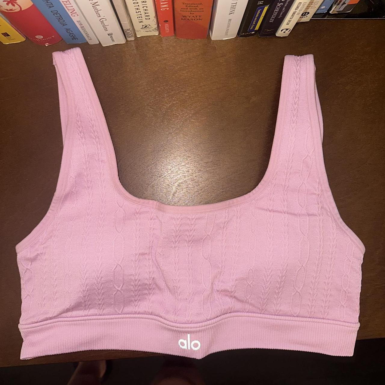 Alo Seamless Cable Knit bra Pink/ sugarpum pink... - Depop