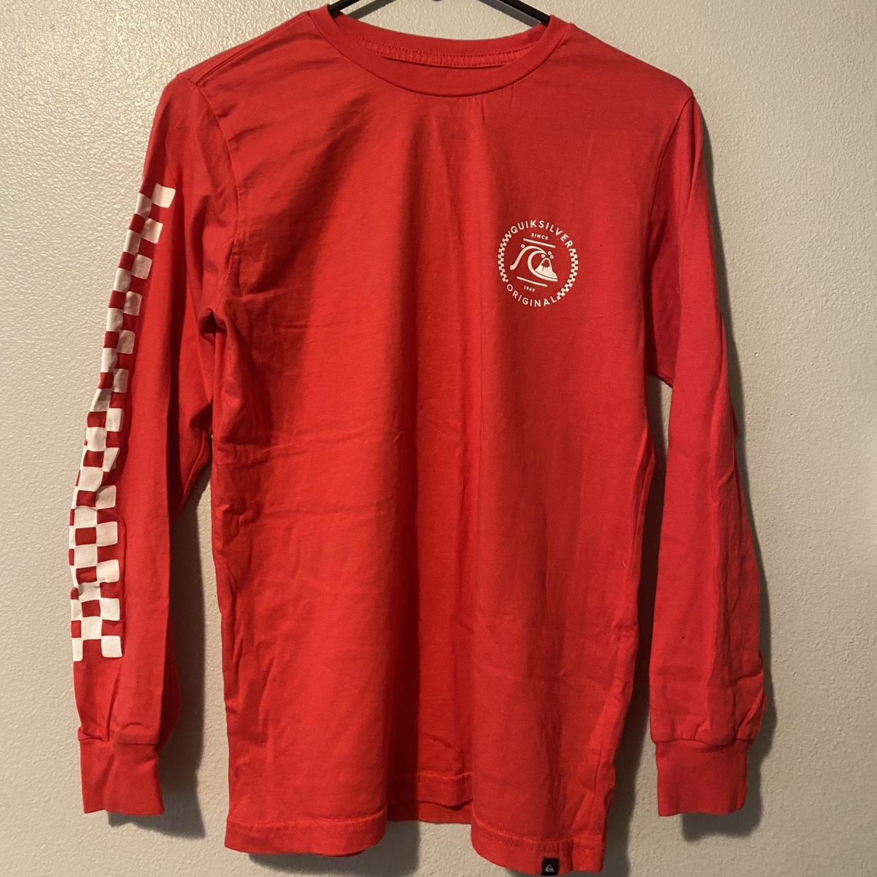 Red quicksilver long sleeve. Size boys large but... - Depop