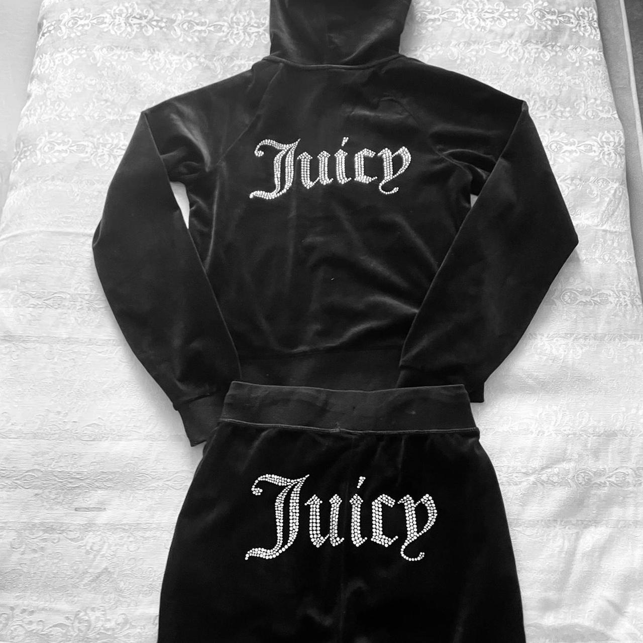 Juicy Couture Black Velvet Hooded zipped Jacket (... - Depop