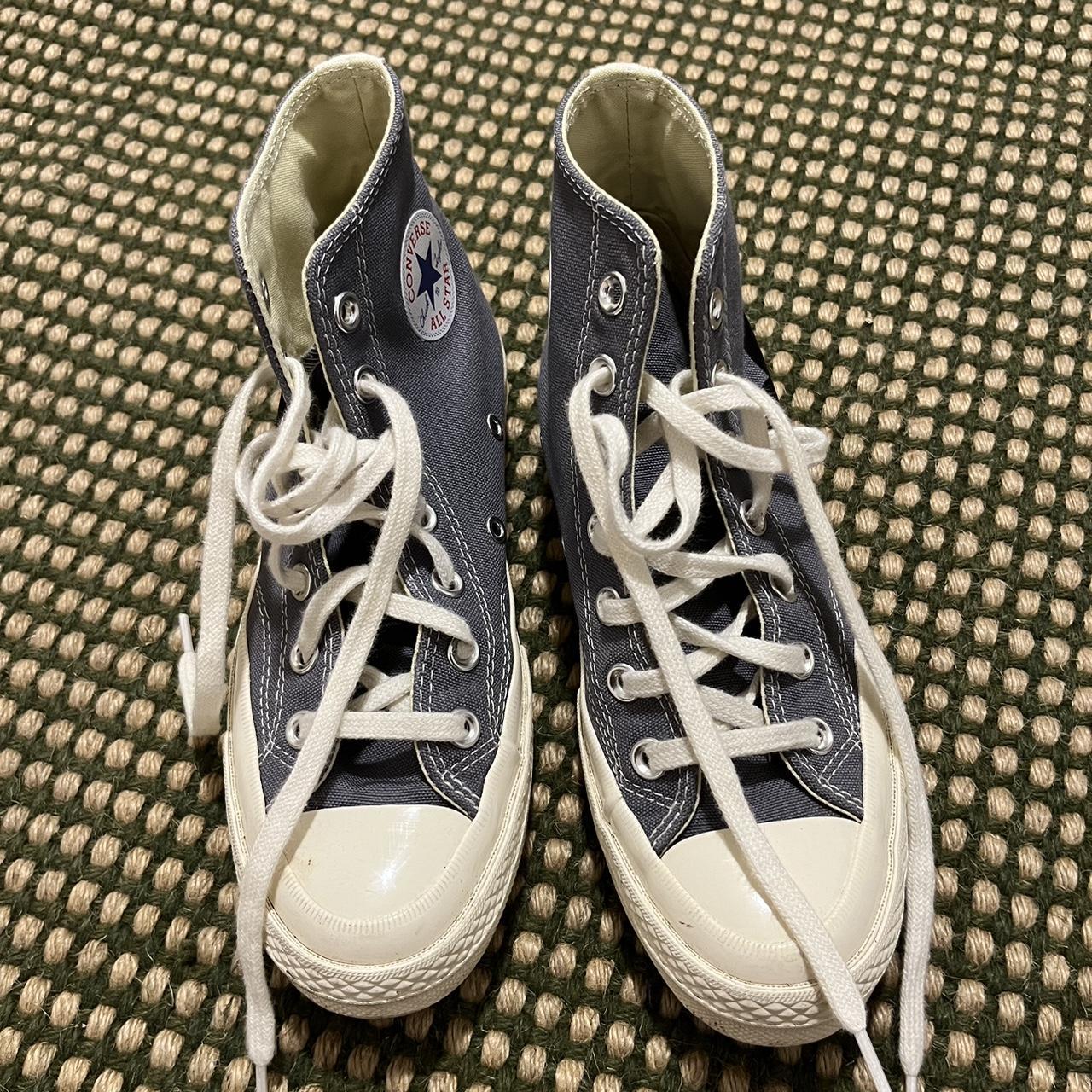 CDG high top sneakers - blueish gray color worn a... - Depop