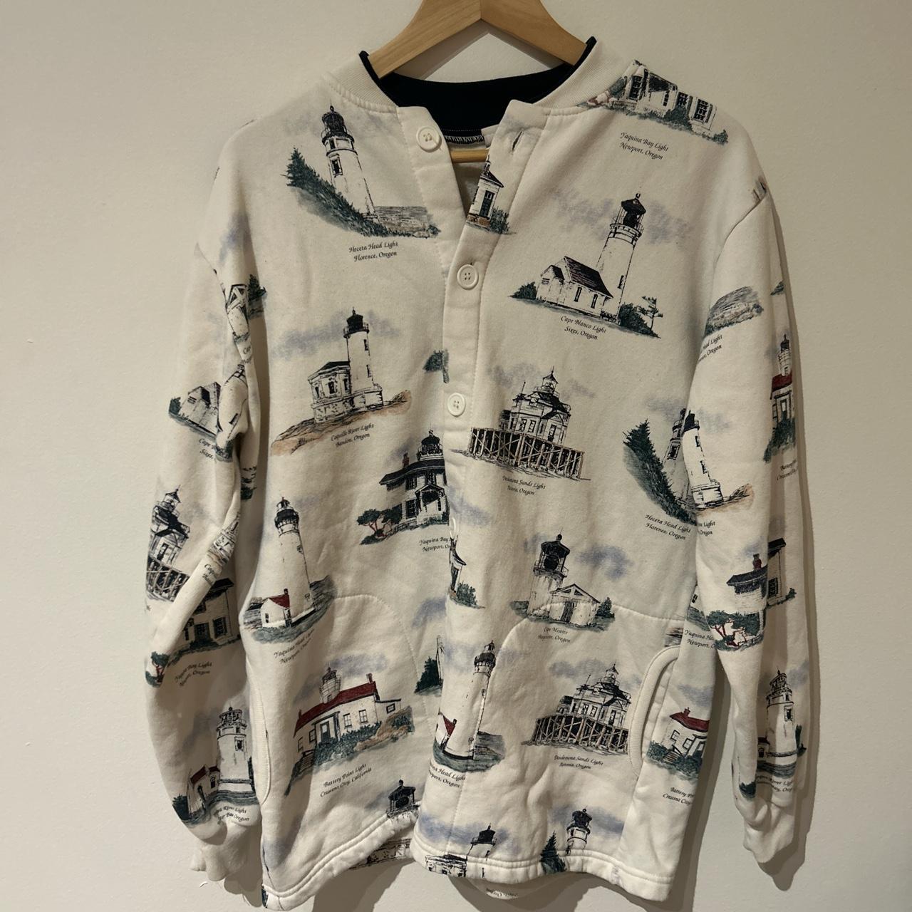Oregon Lighthouse cardigan Size medium Art... - Depop