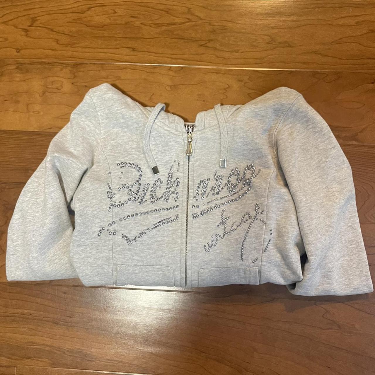 vintage rhinestone bedazzled buckaroo gray cropped... - Depop