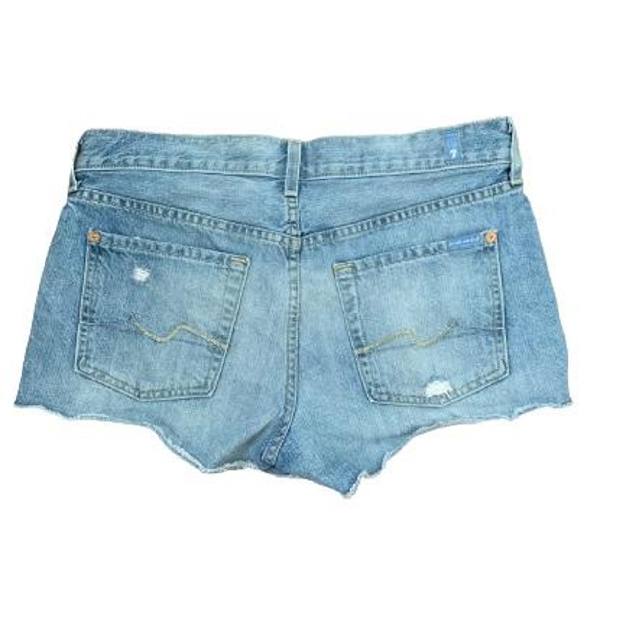 2000s 7 brand jean shorts labeled size 27 fits true... - Depop