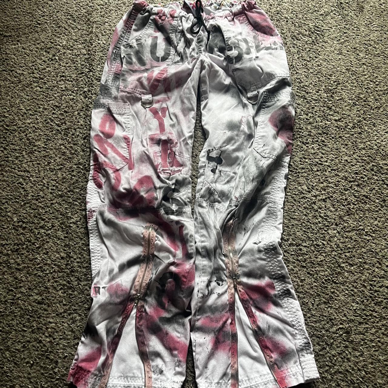 Nunyasio upcycled scrubs with spray paint splatters... | Depop