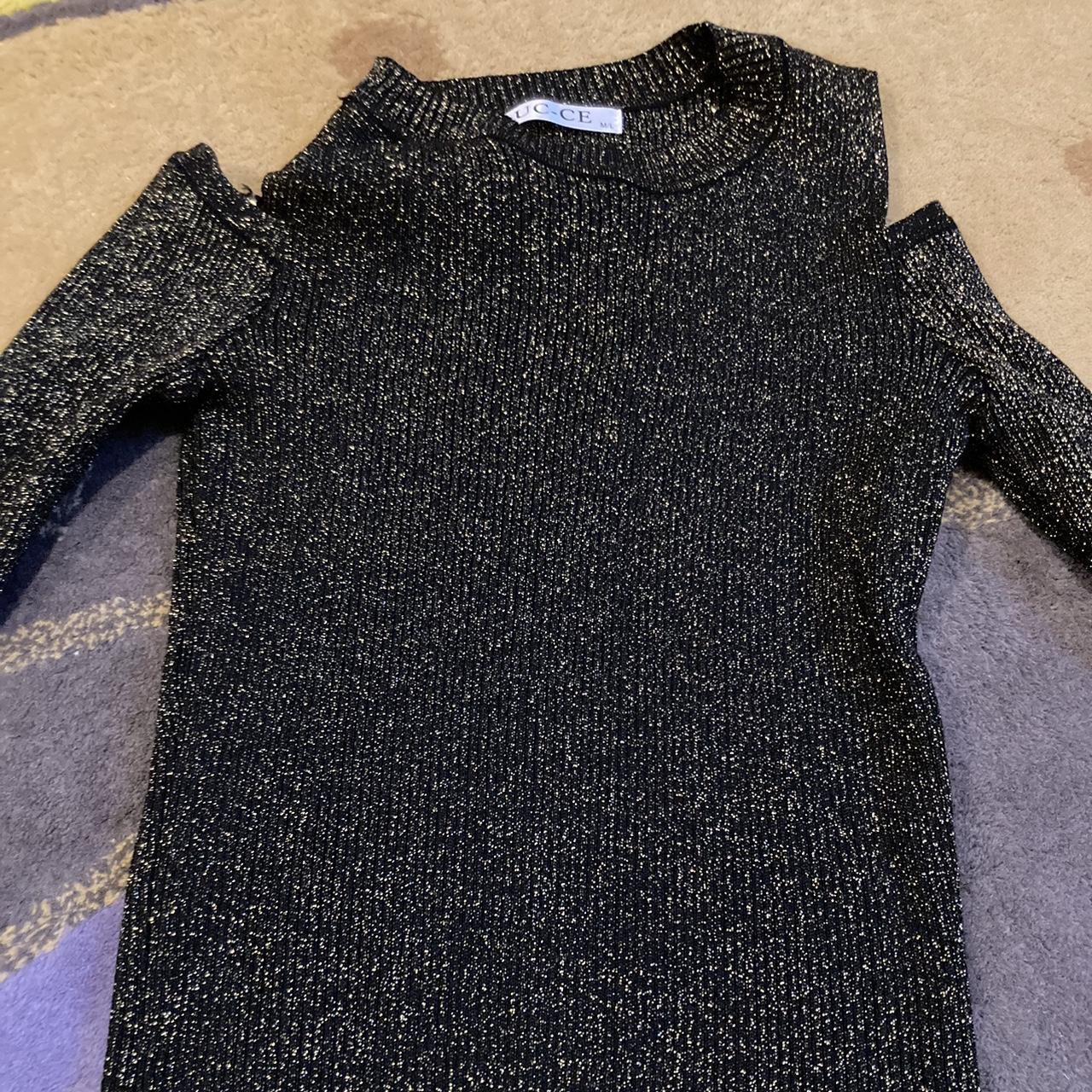 Boohoo Women's Black and Gold Jumper | Depop