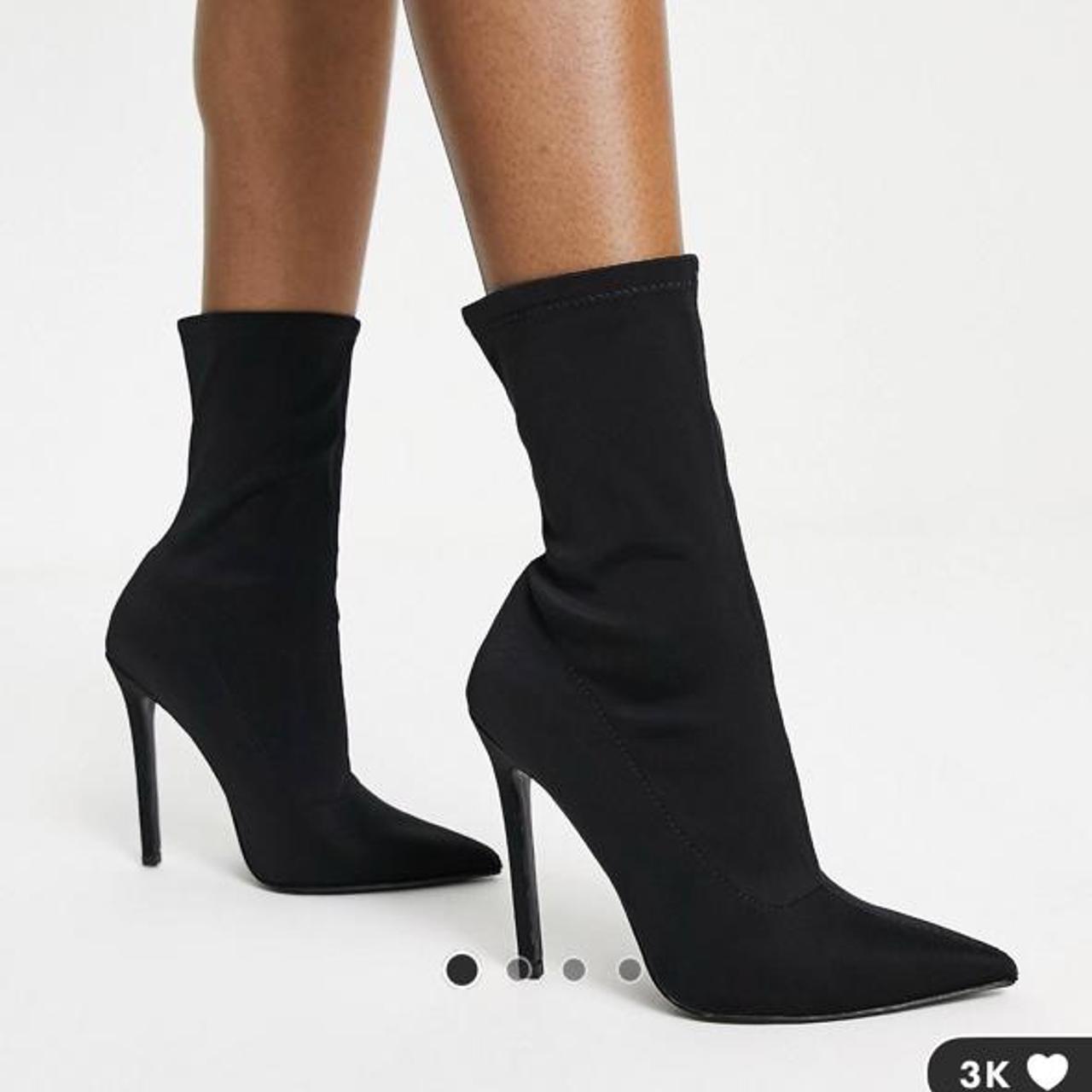 Asos design black heeled stiletto sock / ankle... - Depop