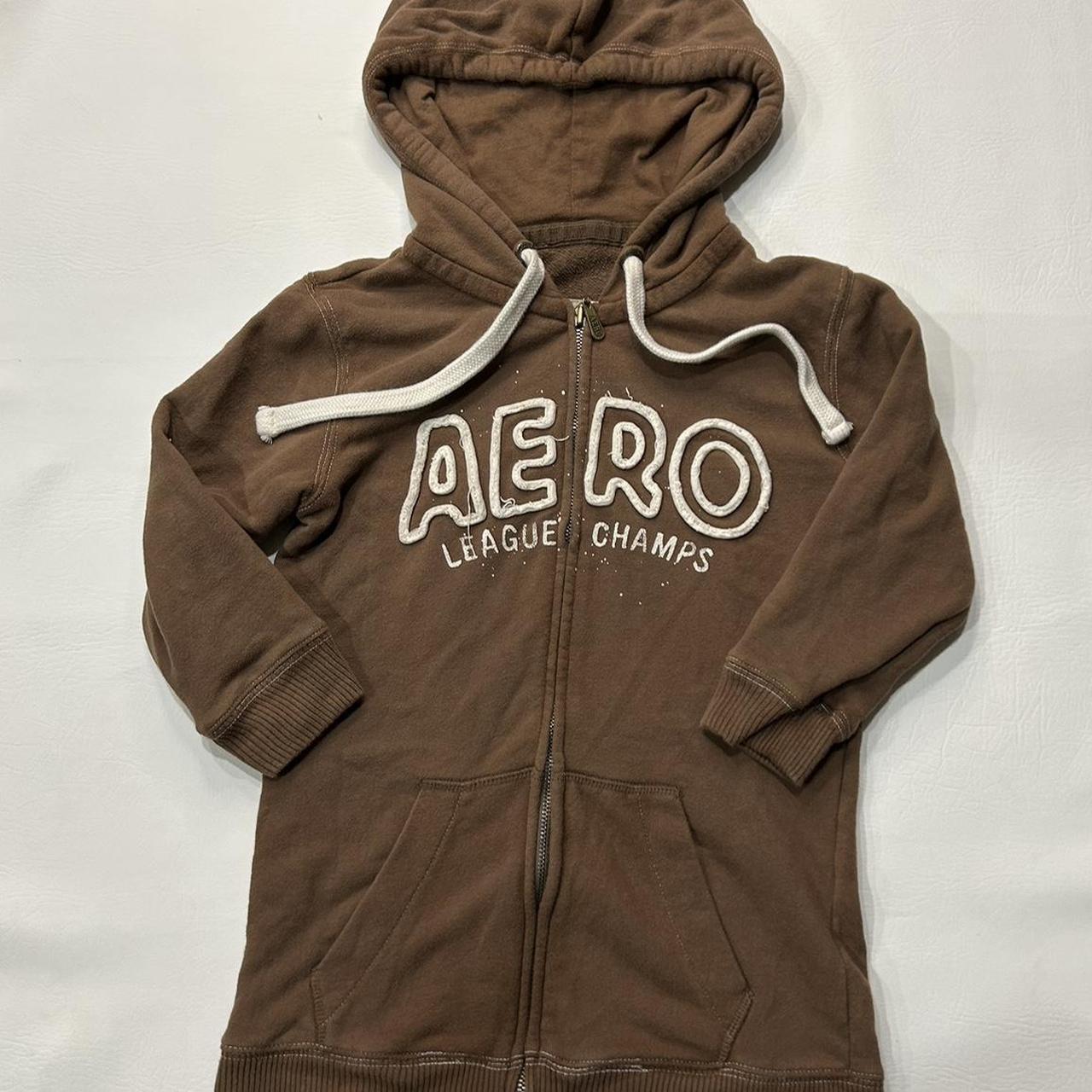 y2k aéropostale brown hoodie Early 2000's! size:... - Depop