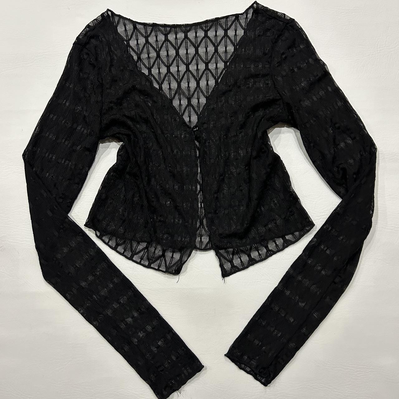 y2k black mesh cardigan Early 2000's! size: S fair... - Depop