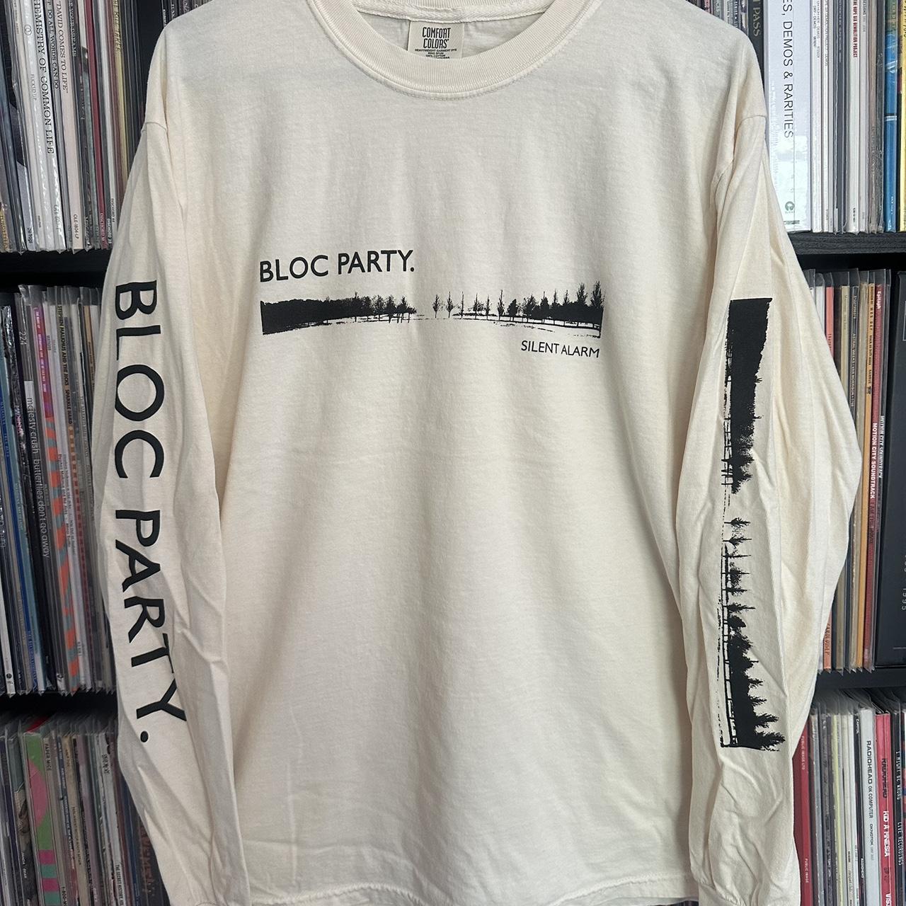 Bloc Party “Silent Alarm” black on bone white... - Depop