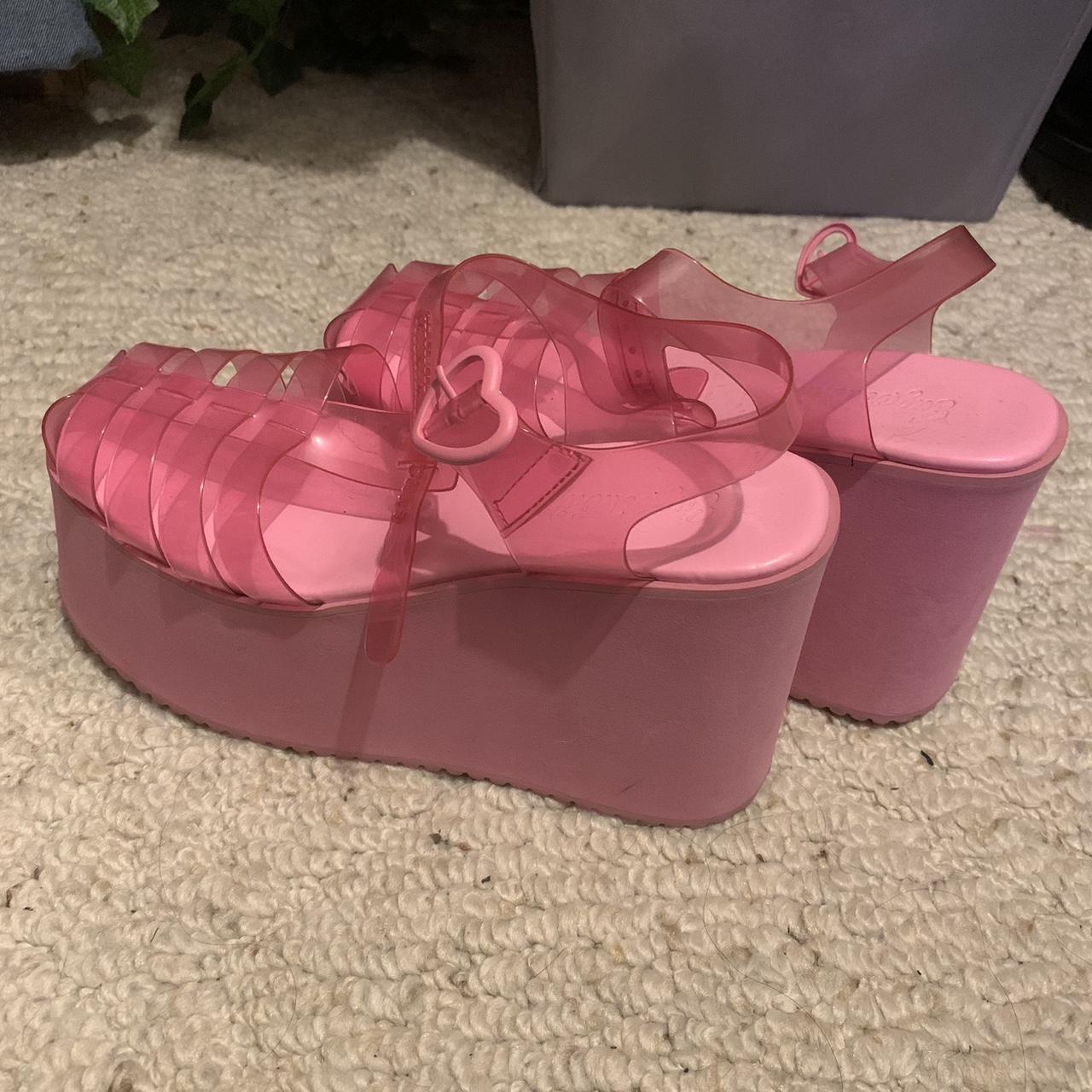 Dollskill Sugarthrillz pink jelly platforms !! Worn... - Depop