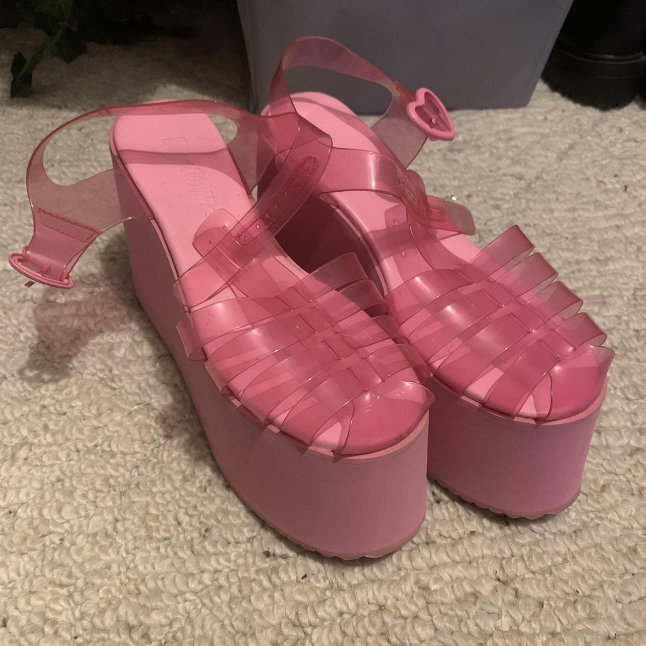 Dollskill Sugarthrillz pink jelly platforms !! Worn... - Depop