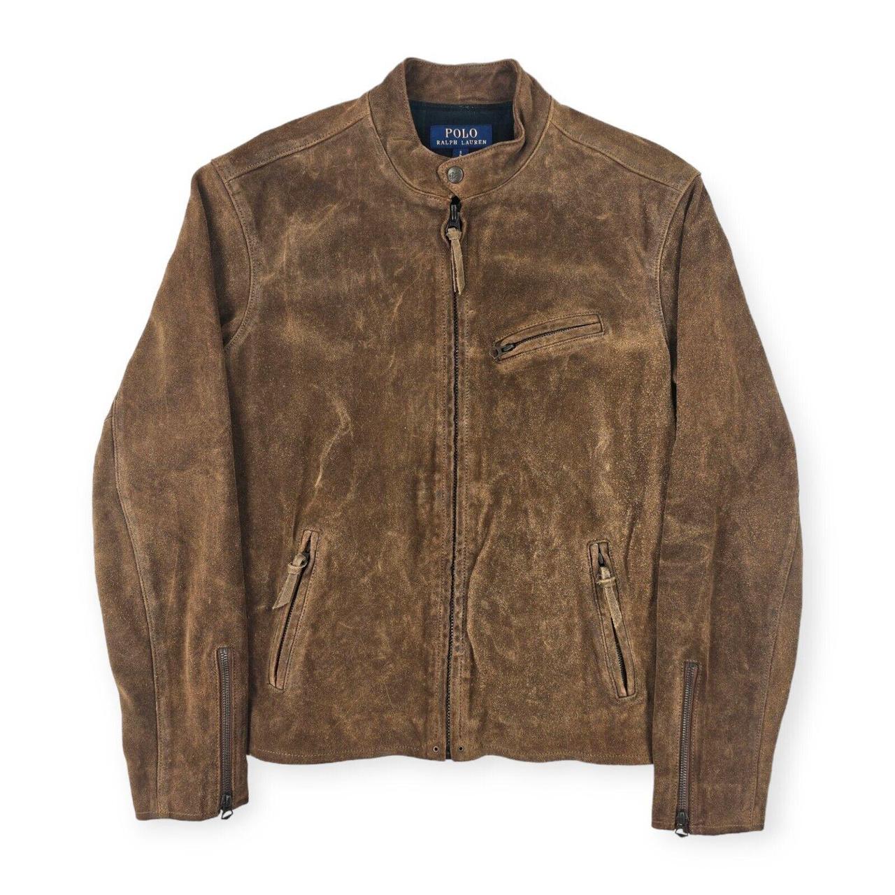 Polo Ralph Lauren Suede Cafe Racer Bomber Jacket... - Depop