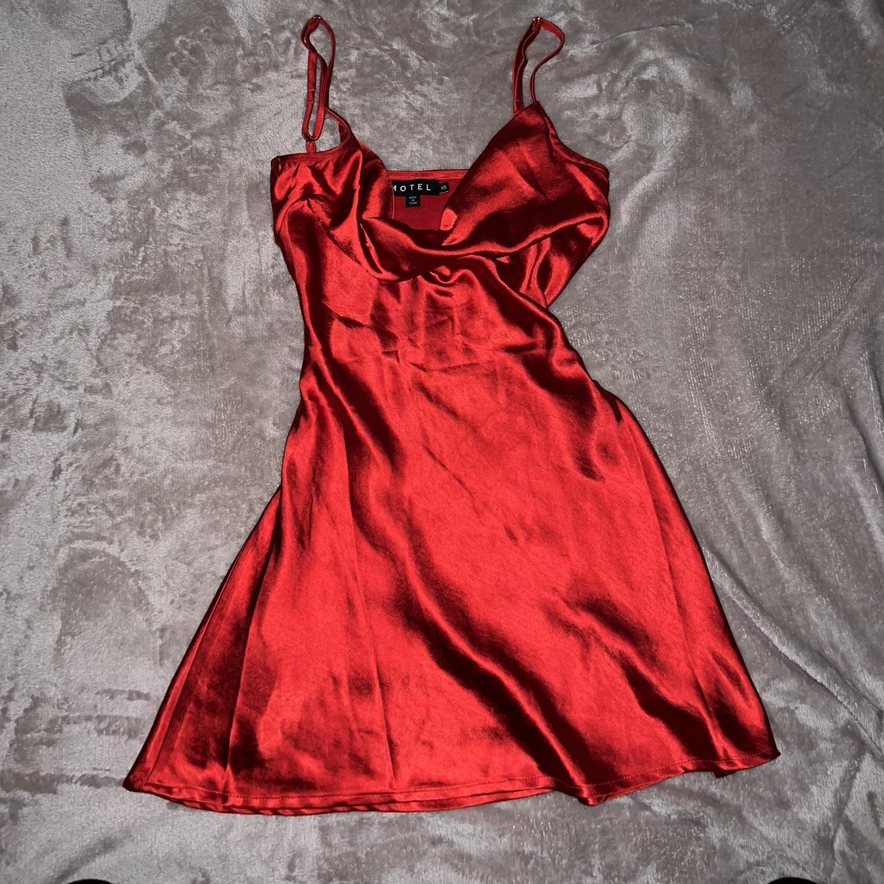Red satin slip dress from Motel rocks Never worn... - Depop
