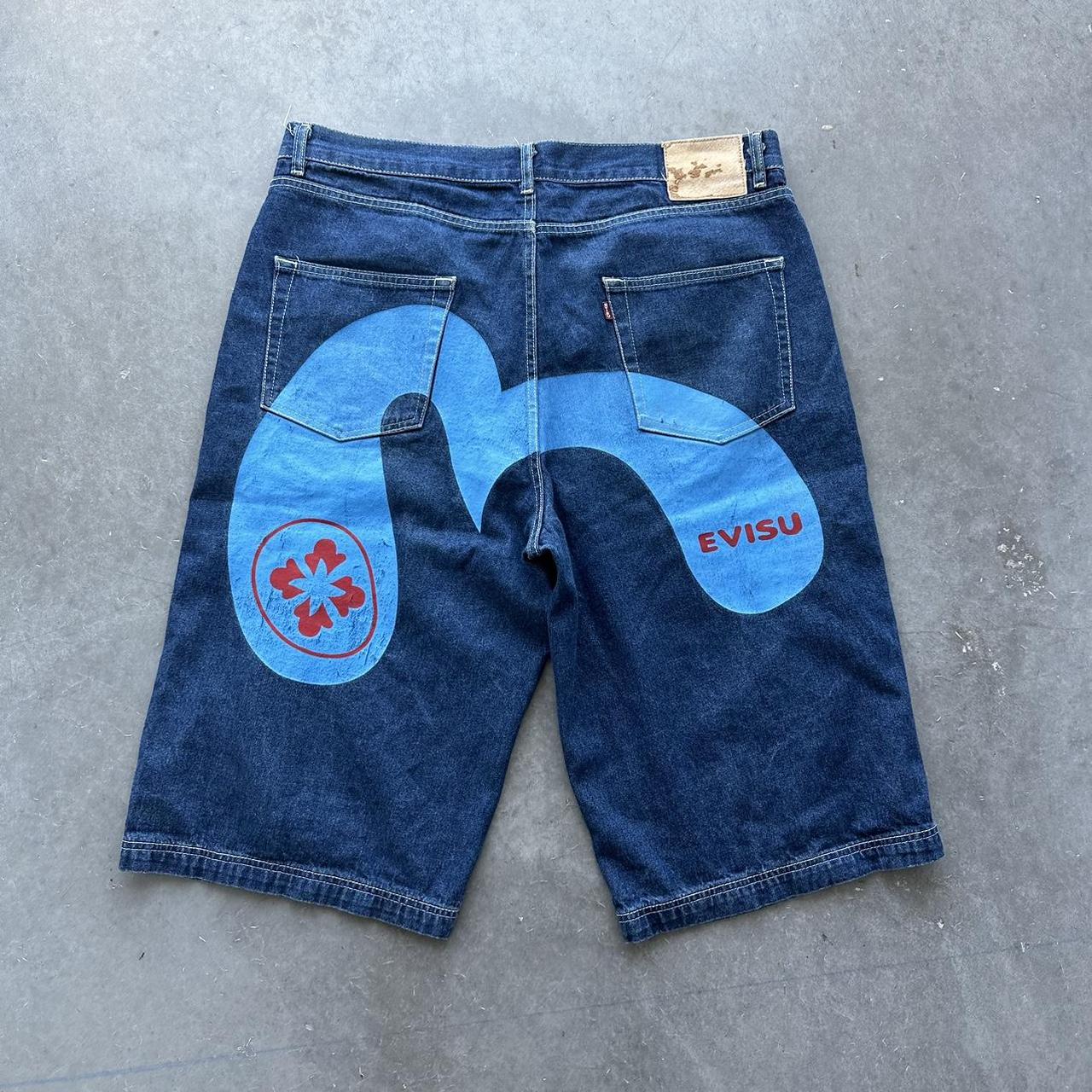 Crazy Vintage Y2K Evisu Baggy Jorts Japanese Skater... - Depop