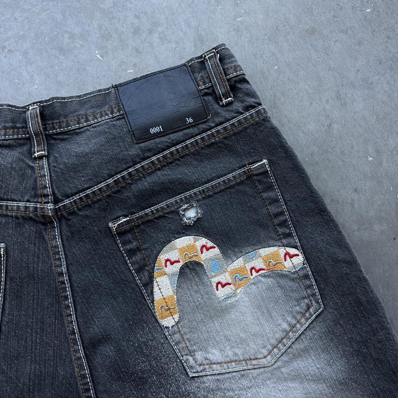 Crazy Vintage Y2K Evisu Baggy Jorts Cyber Skater... - Depop