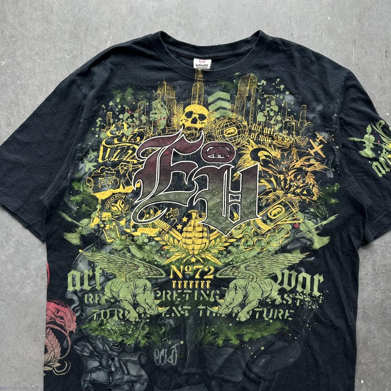 Vintage Y2K Ecko Unltd Skull T Shirt All Over Print... - Depop