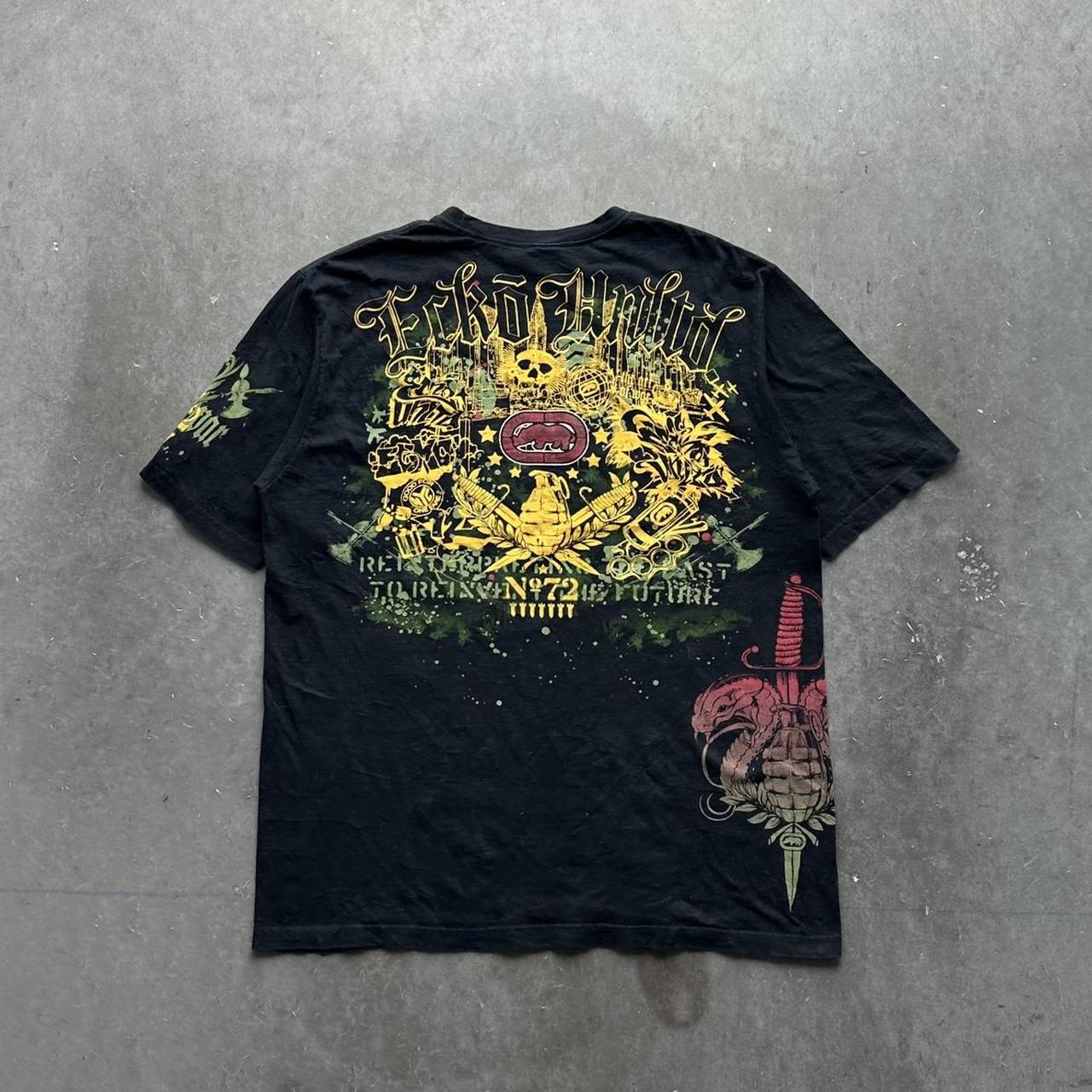 Vintage Y2K Ecko Unltd Skull T Shirt All Over Print... - Depop