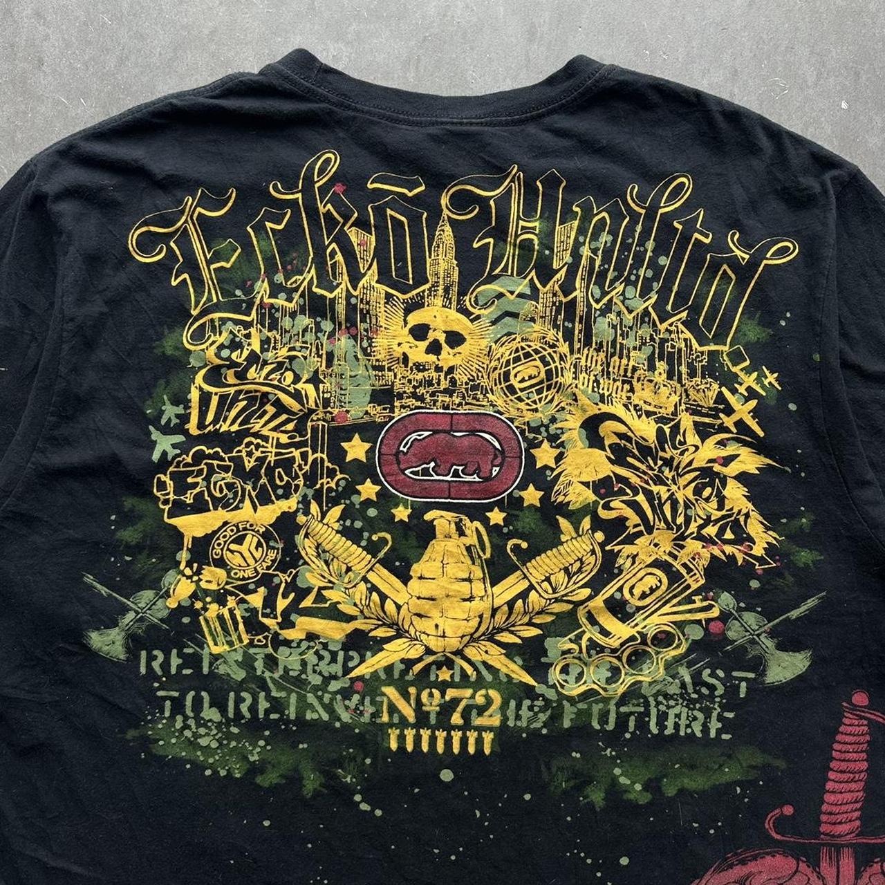 Vintage Y2K Ecko Unltd Skull T Shirt All Over Print... - Depop