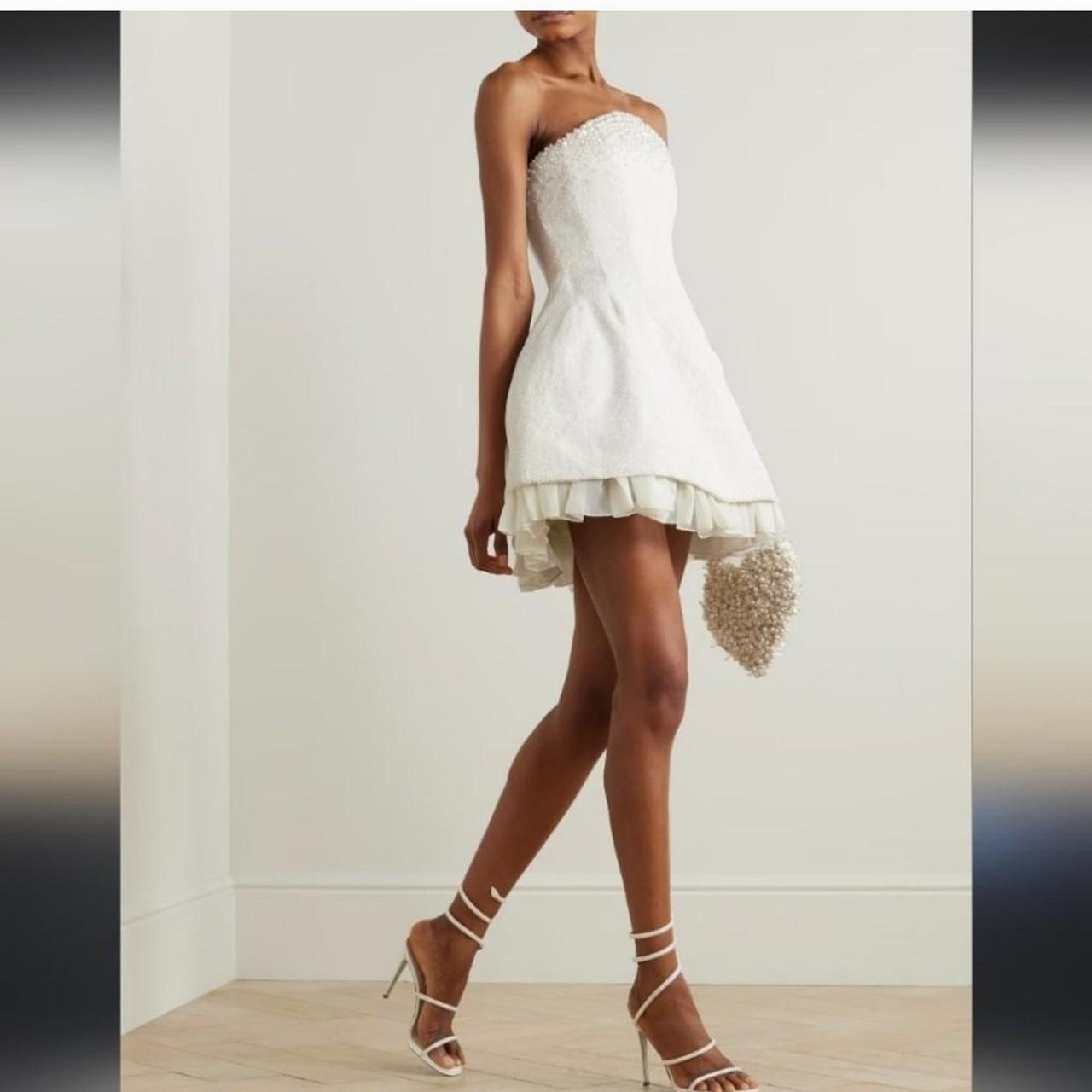 Zara White Tweed Ruffle Dress Zara White Tweed... - Depop