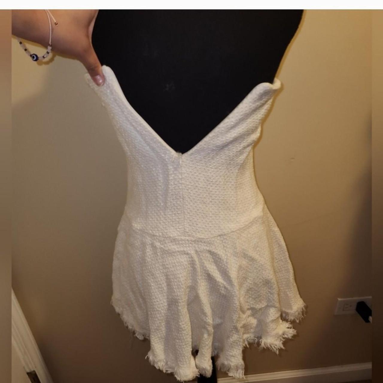 Zara White Tweed Ruffle Dress Zara White Tweed... - Depop