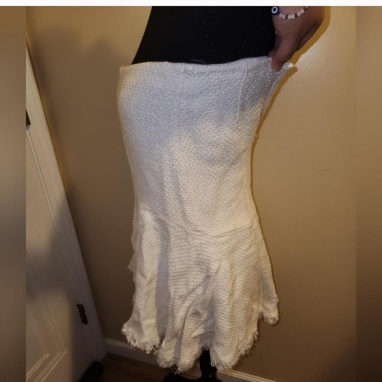 Zara White Tweed Ruffle Dress Zara White Tweed... - Depop