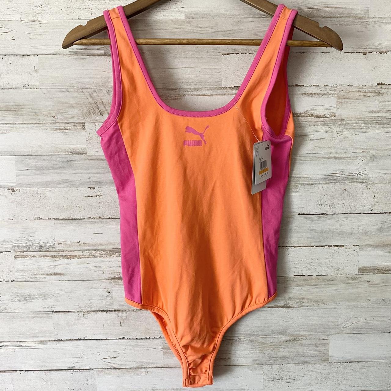 Puma Bodysuit • Pink and orange • Style: T7 • Fun... - Depop