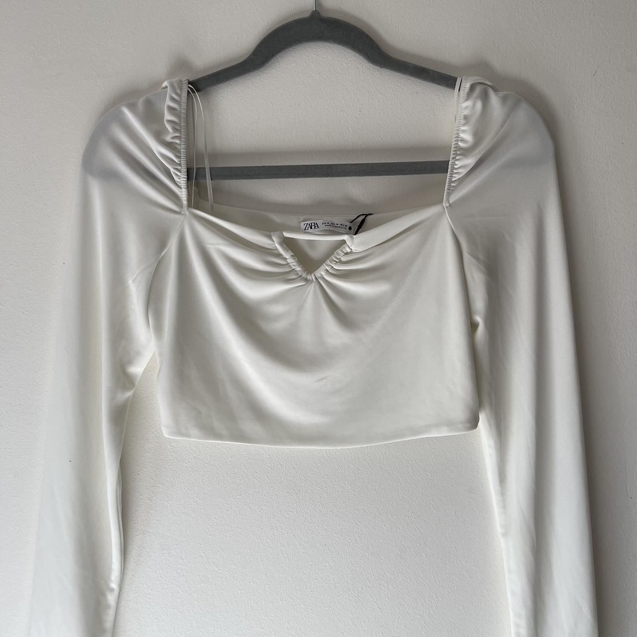Zara white long sleeve top size M... - Depop