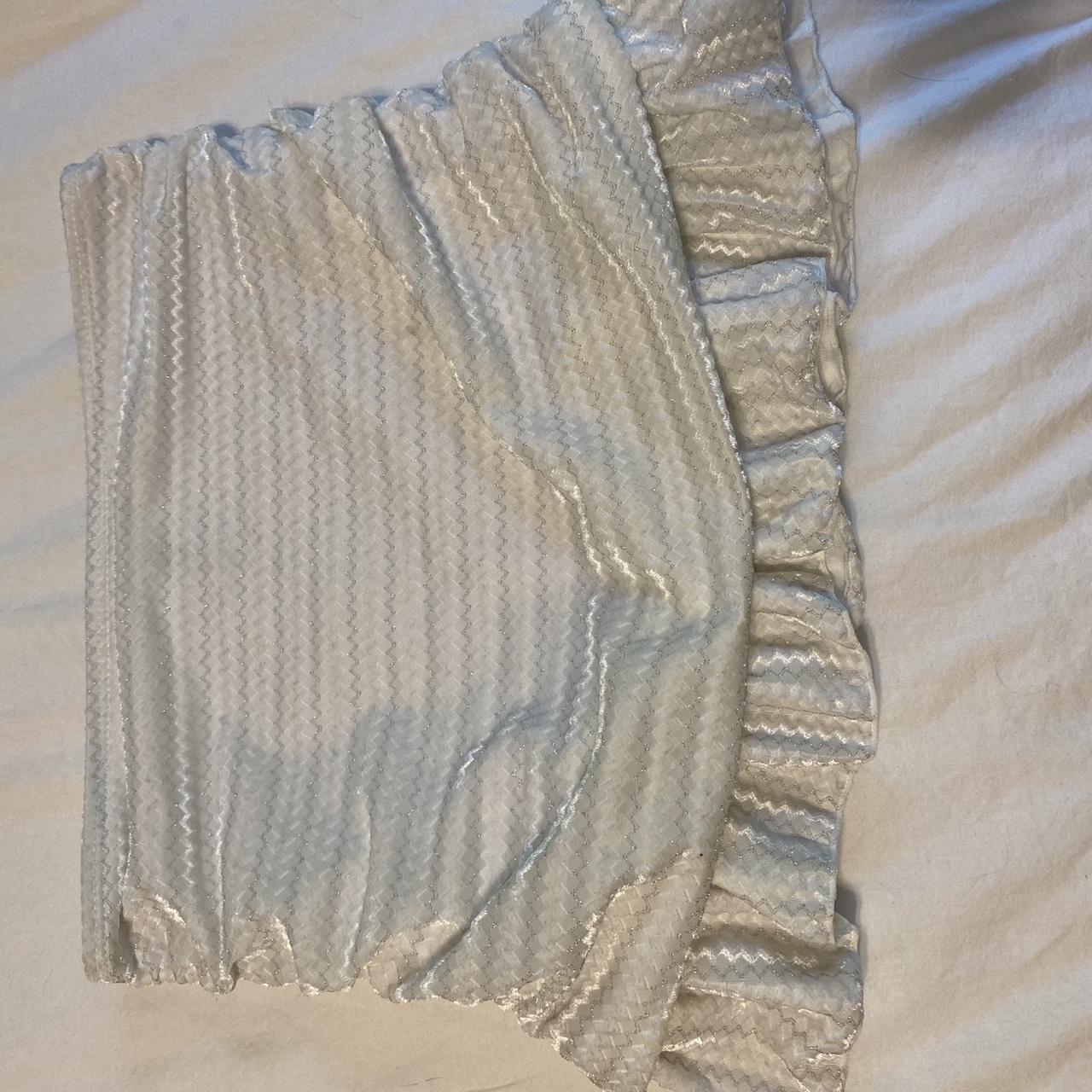 White/silver metallic cover up skirt Size Small... - Depop