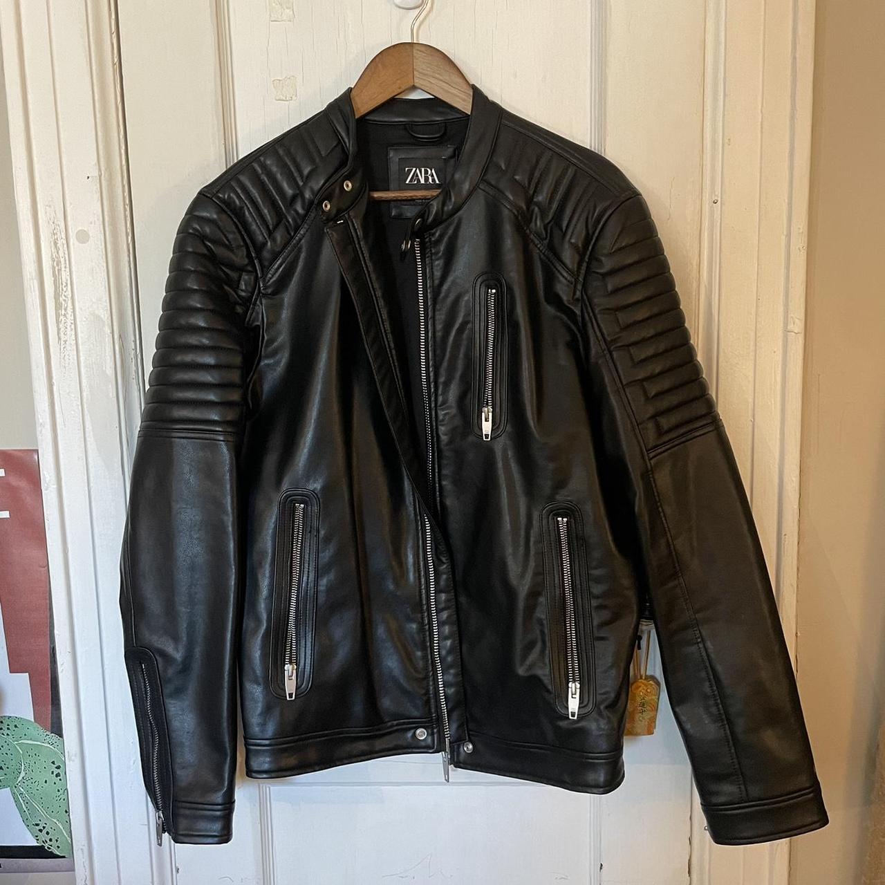 Zara Men Large Black Leather Jacket #zara... - Depop