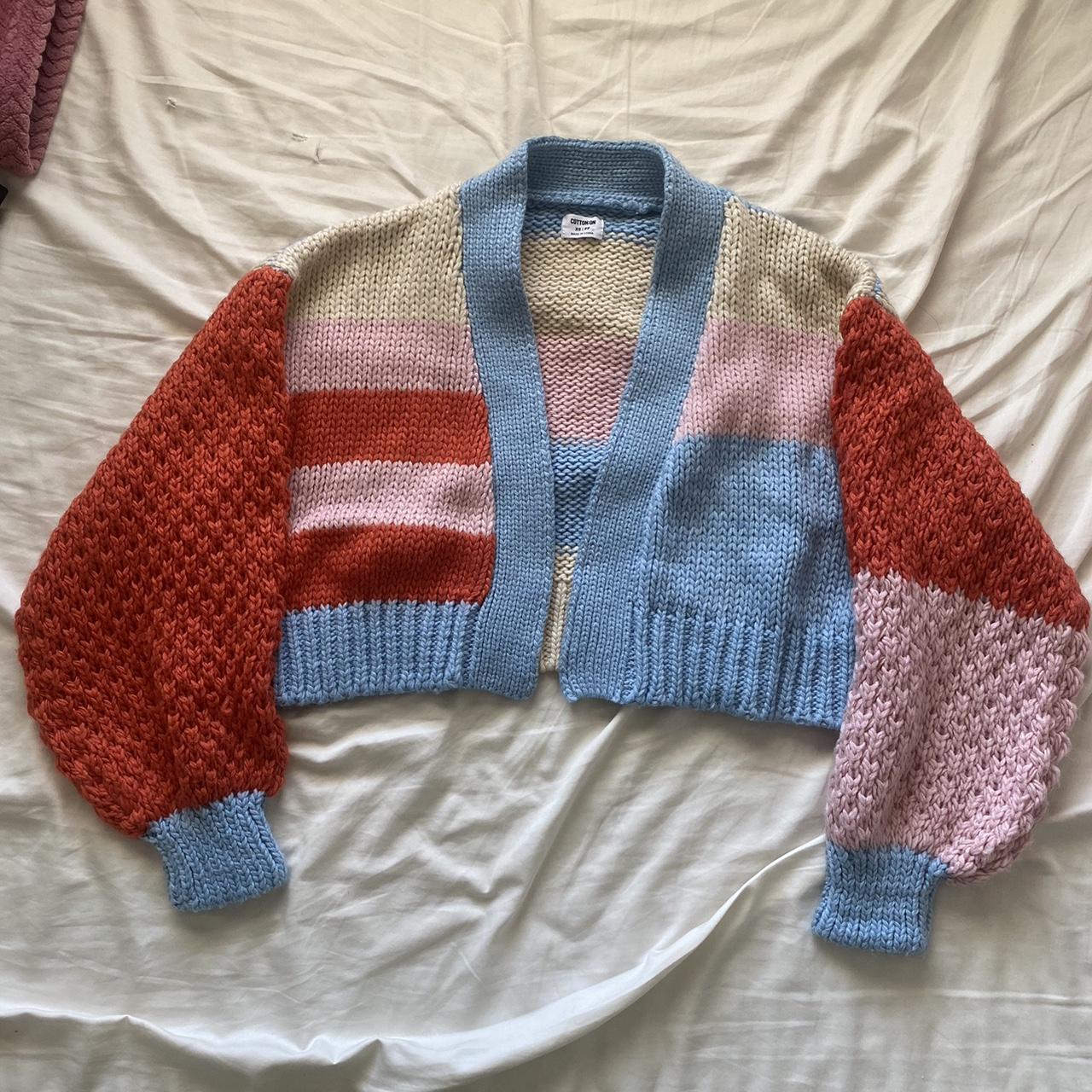 Cotton On knitted cardigan - multi colored knitted... - Depop