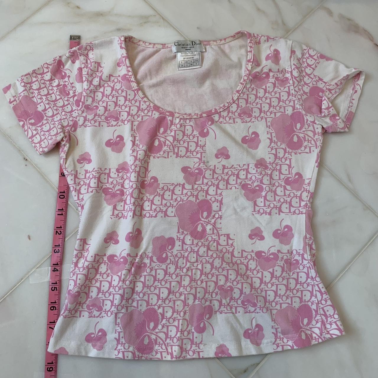 Christian Dior Women's Pink and White Shirt | Depop