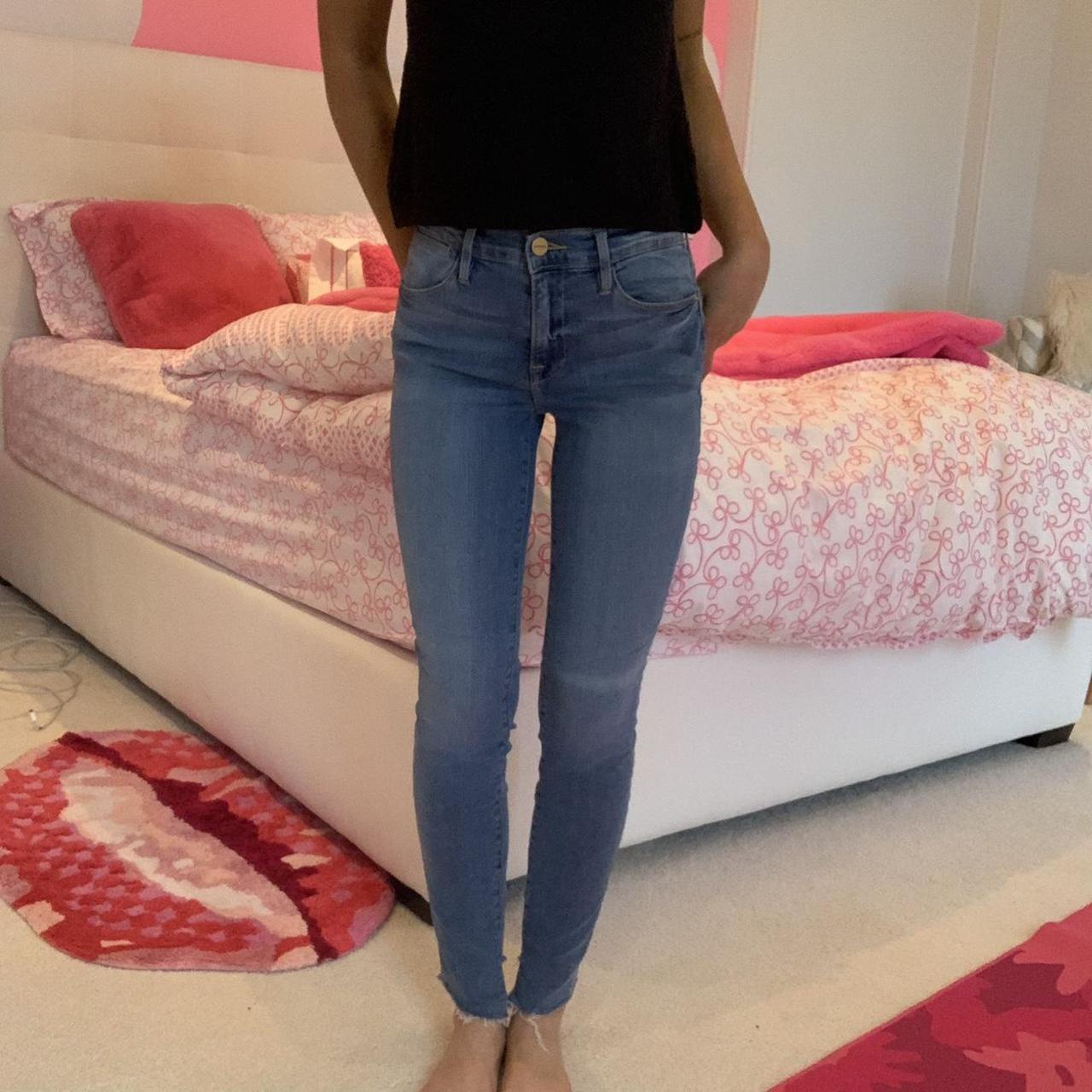 frame le high skinny jeans not ripped super nice... - Depop