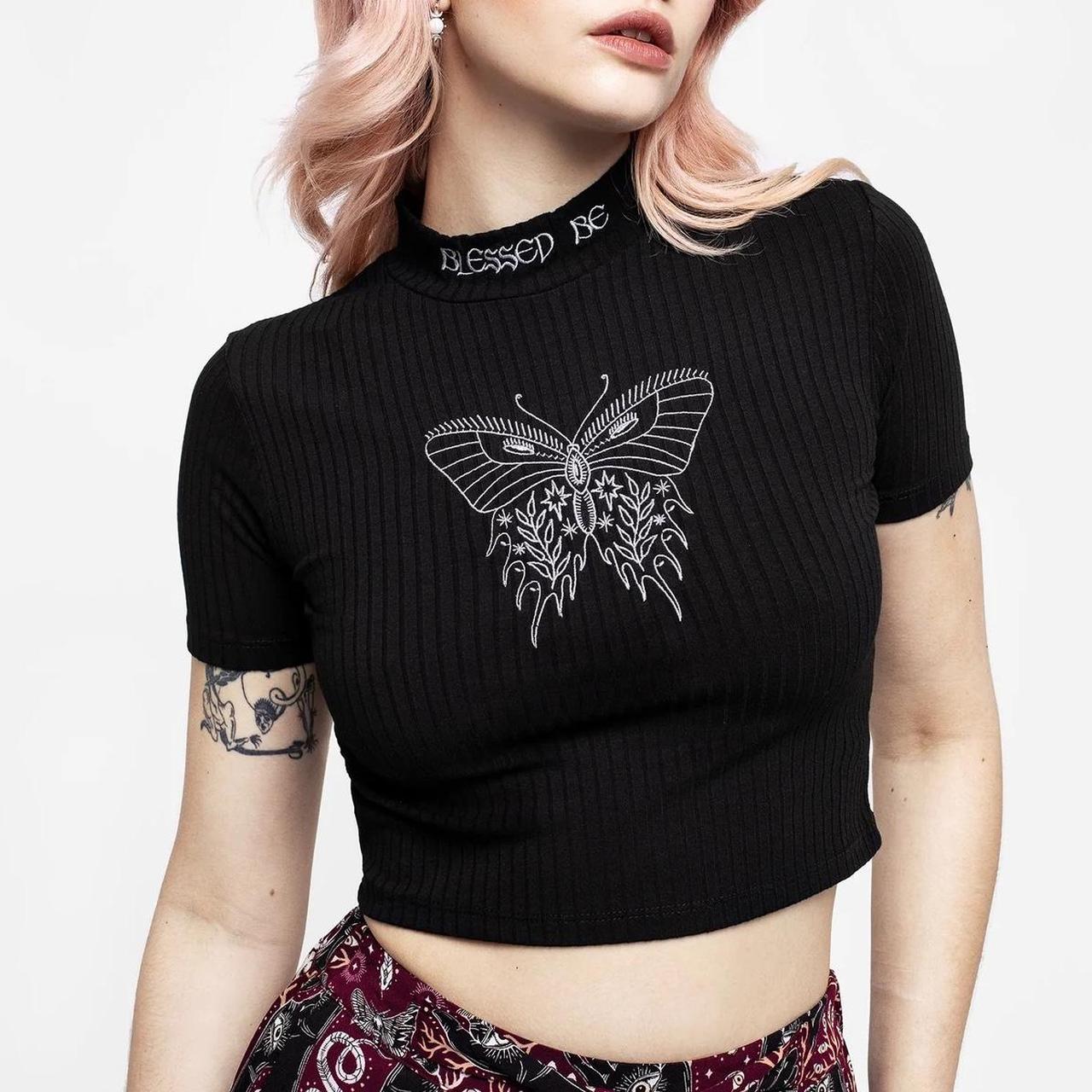 Disturbia Dolore Rib Embroidered Crop Top I’m an... - Depop