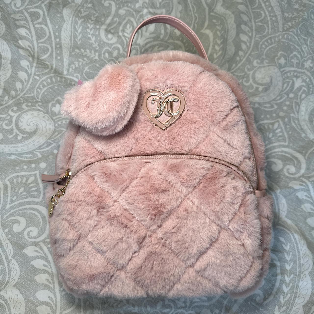 Juicy couture pink fluffy backpack ! #juicycouture... - Depop
