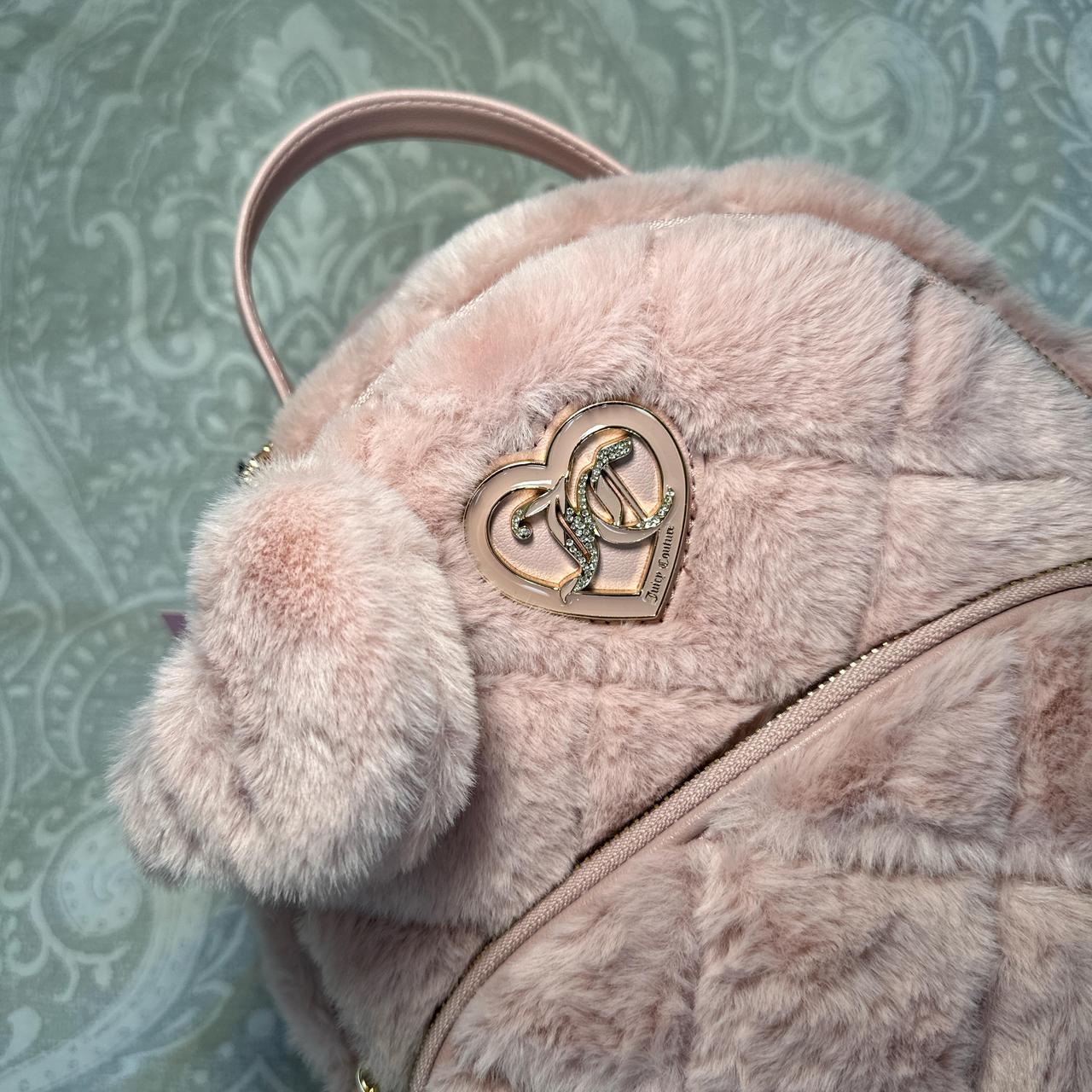 Juicy couture pink fluffy backpack ! #juicycouture... - Depop