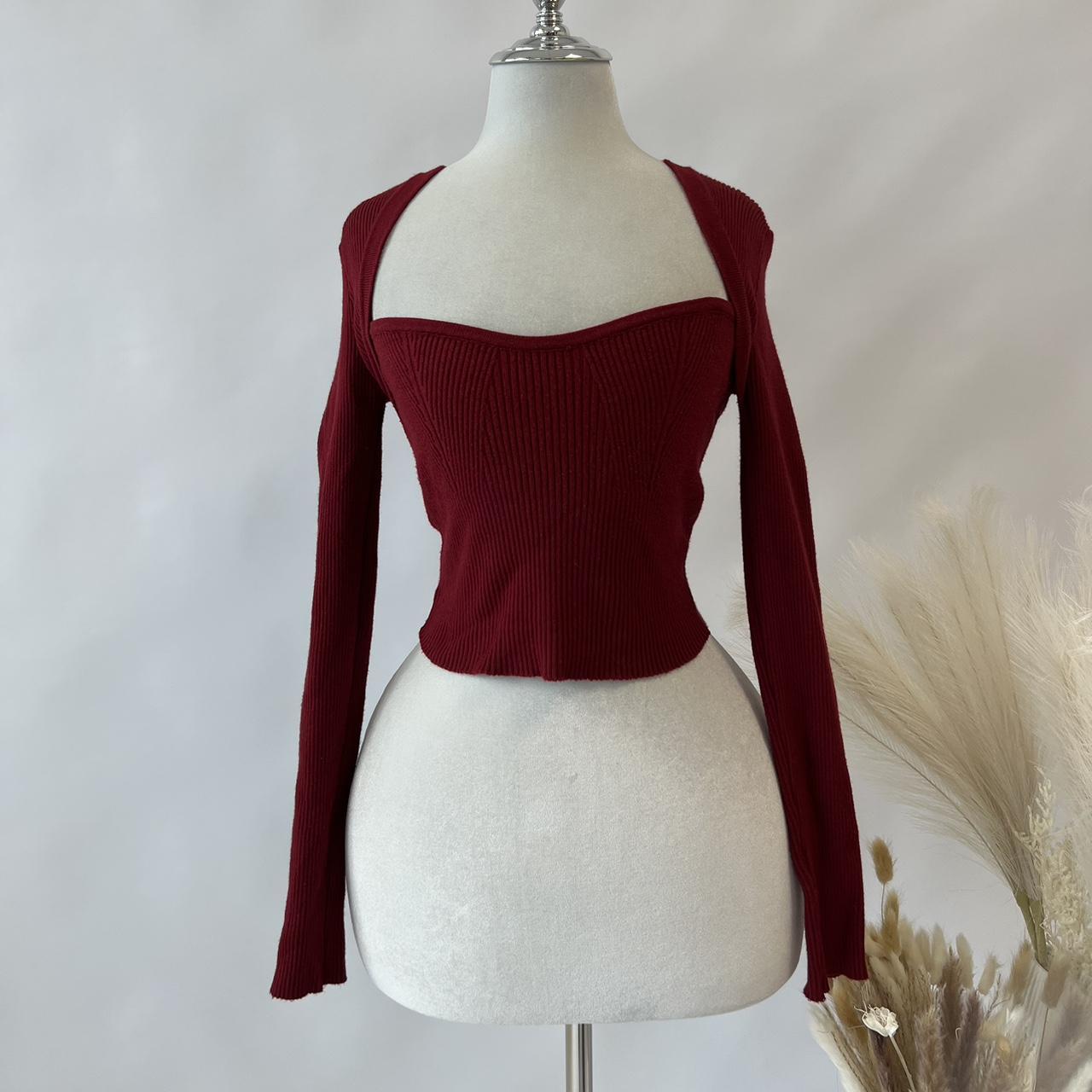 Fashionnova Red ribbed knit top Worn but good... - Depop