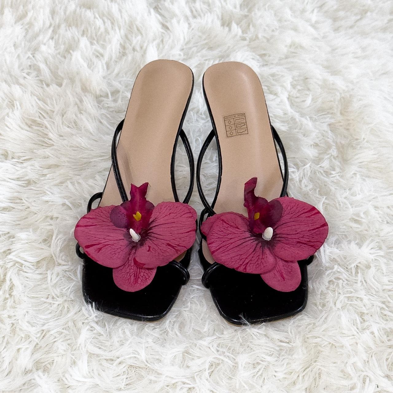 Pink Flower Heels / eu size 38 Heel 7cm Brand new - Depop