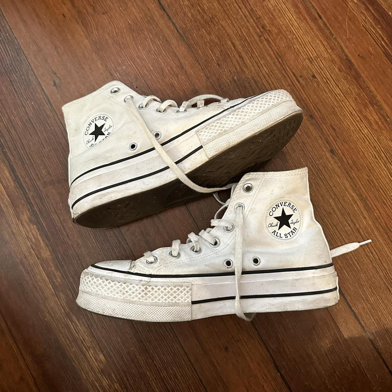 White high top platform converse Size 7 women’s... - Depop