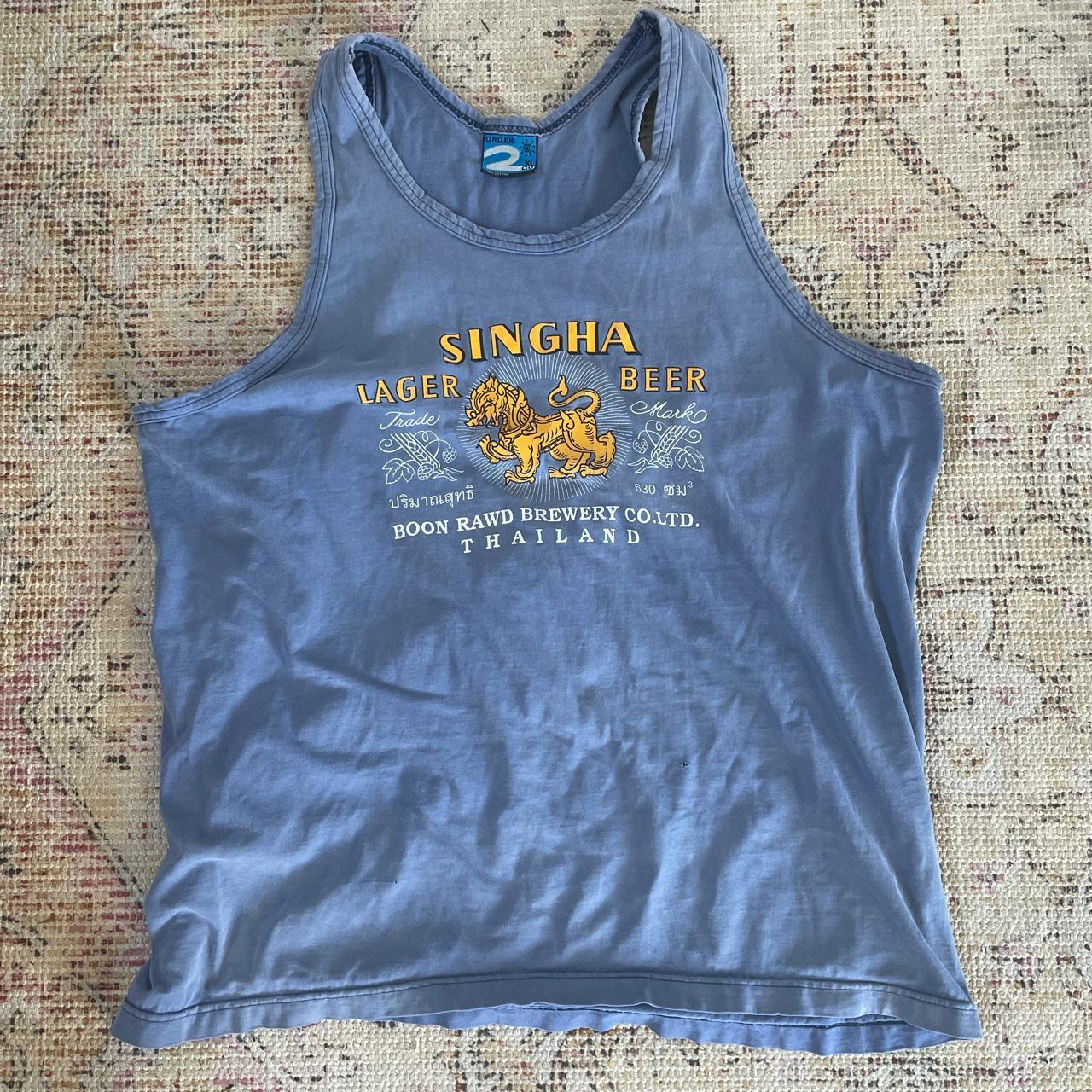 Vintage Singha beer singlet/tank top Mens... - Depop
