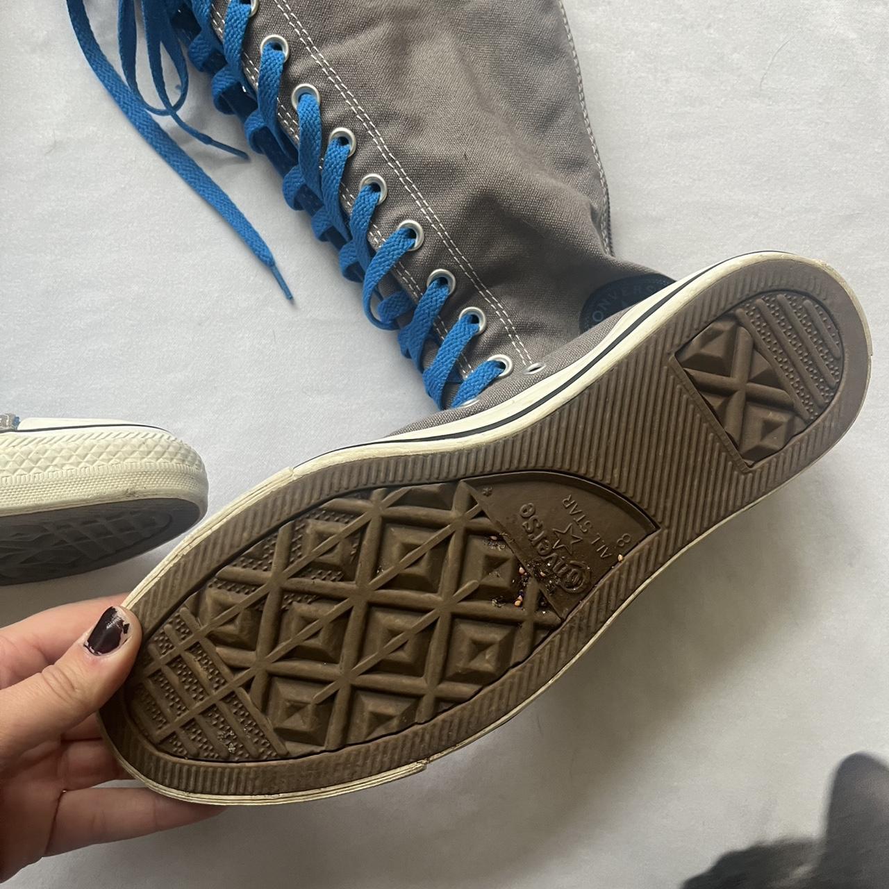 Og custom blue and gray knee high converse. Size... - Depop